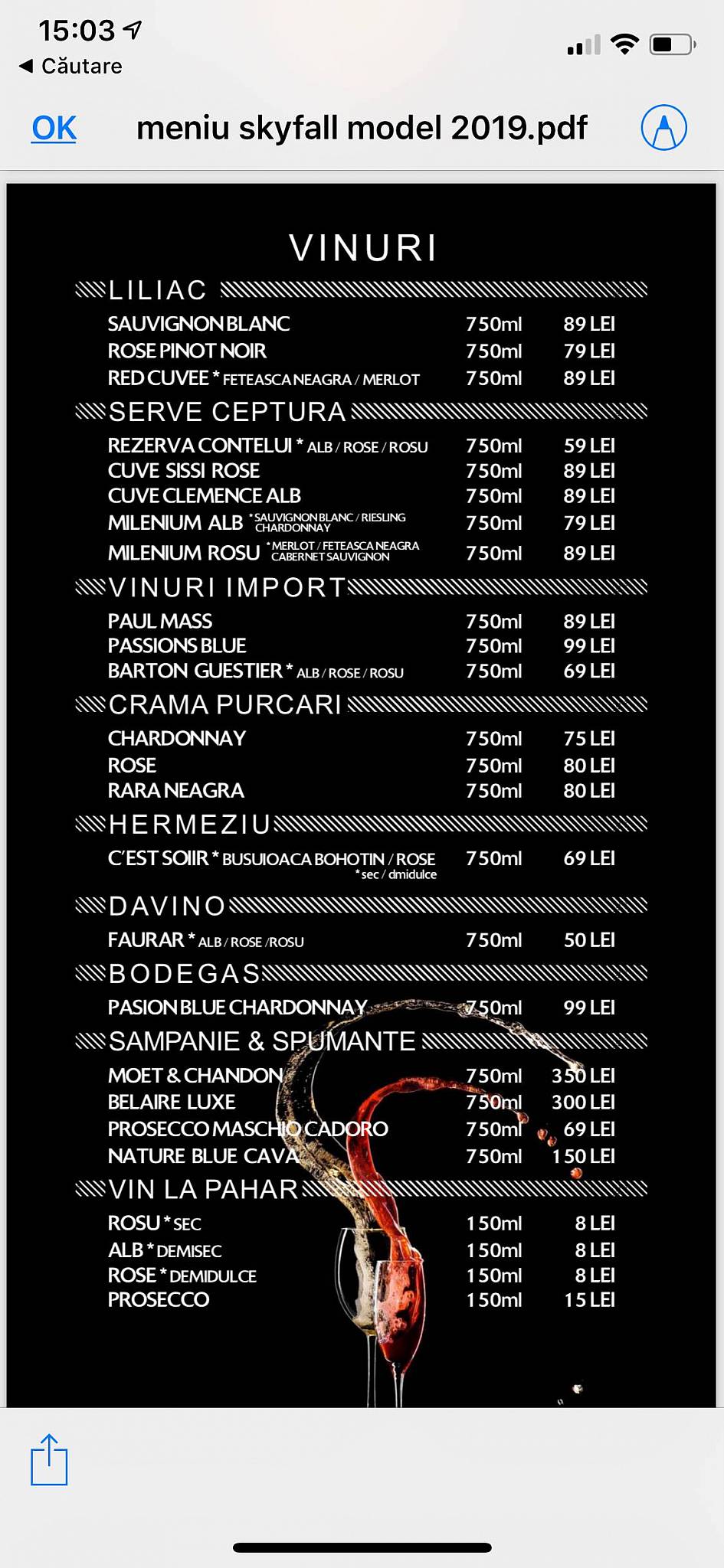 Menu at Skyfall Rooftop Lounge, Piatra Neamț