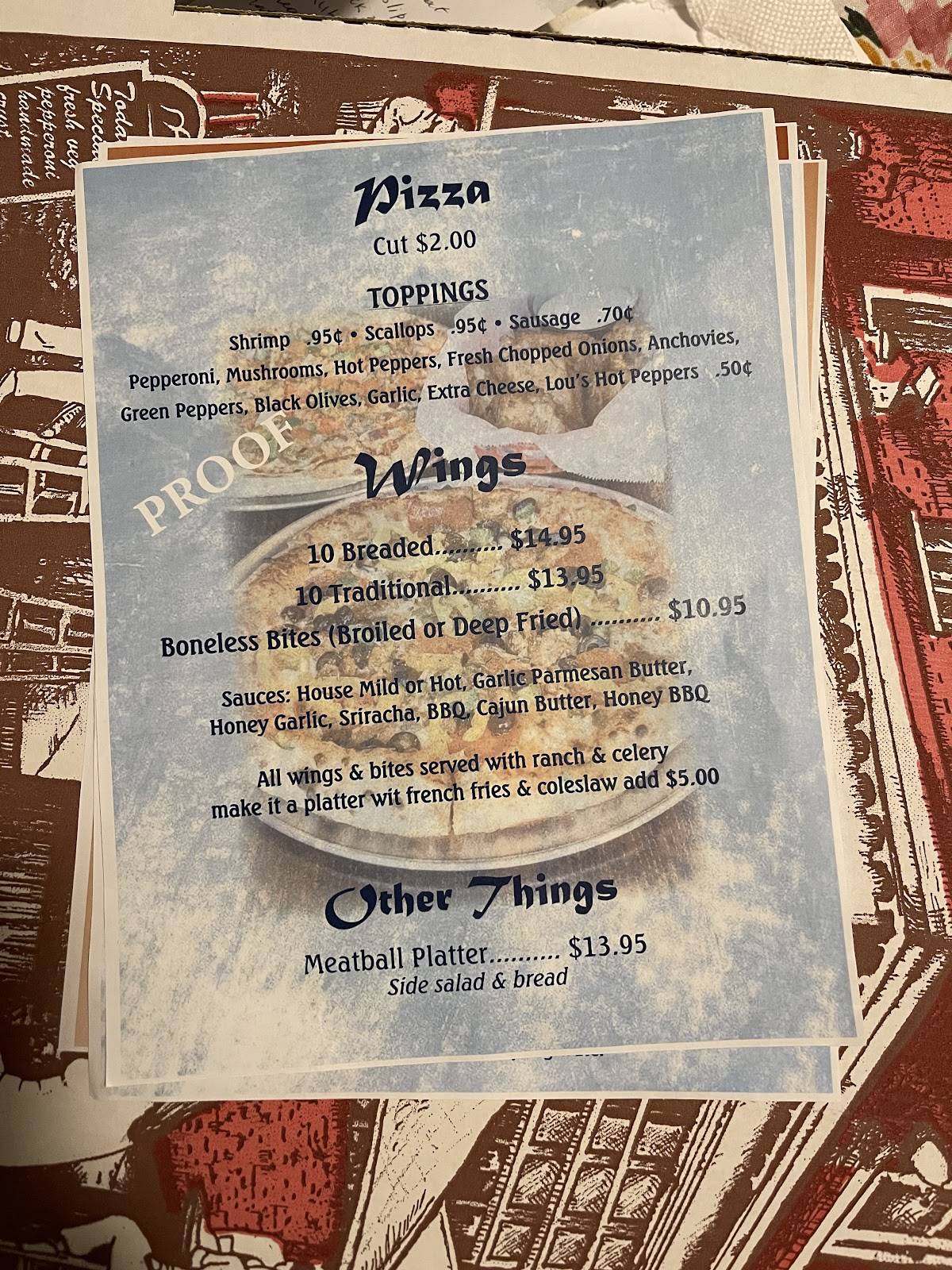 Menu at Skylight Bar restaurant, Wilkes-Barre