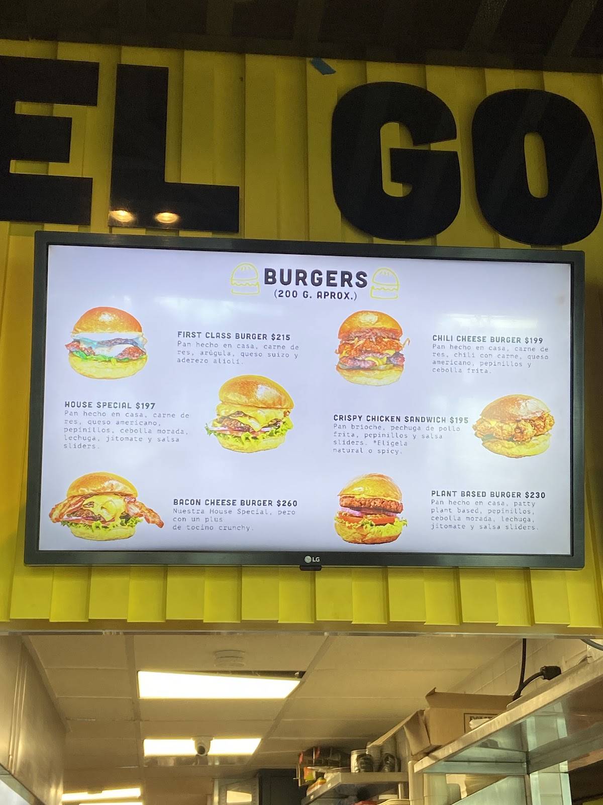 Menu at Sliders Terminal 2 AICM restaurant, Mexico City