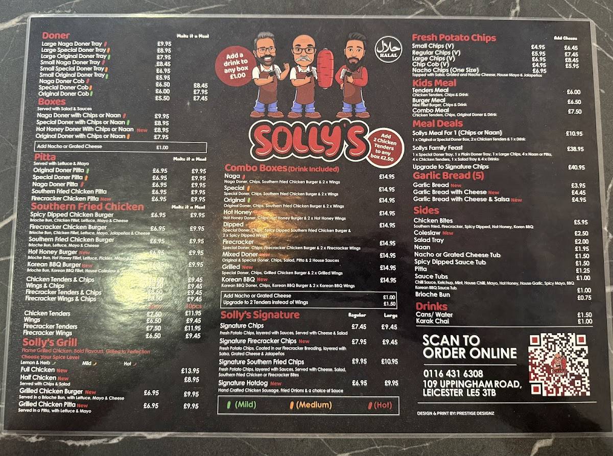 Menu at Solly's Doner - Home Of The Original Special Doner, Leicester