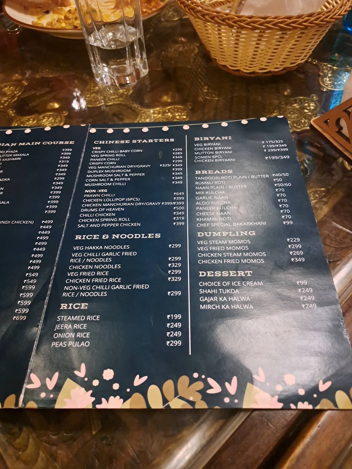 Menu at Somen19, Patna