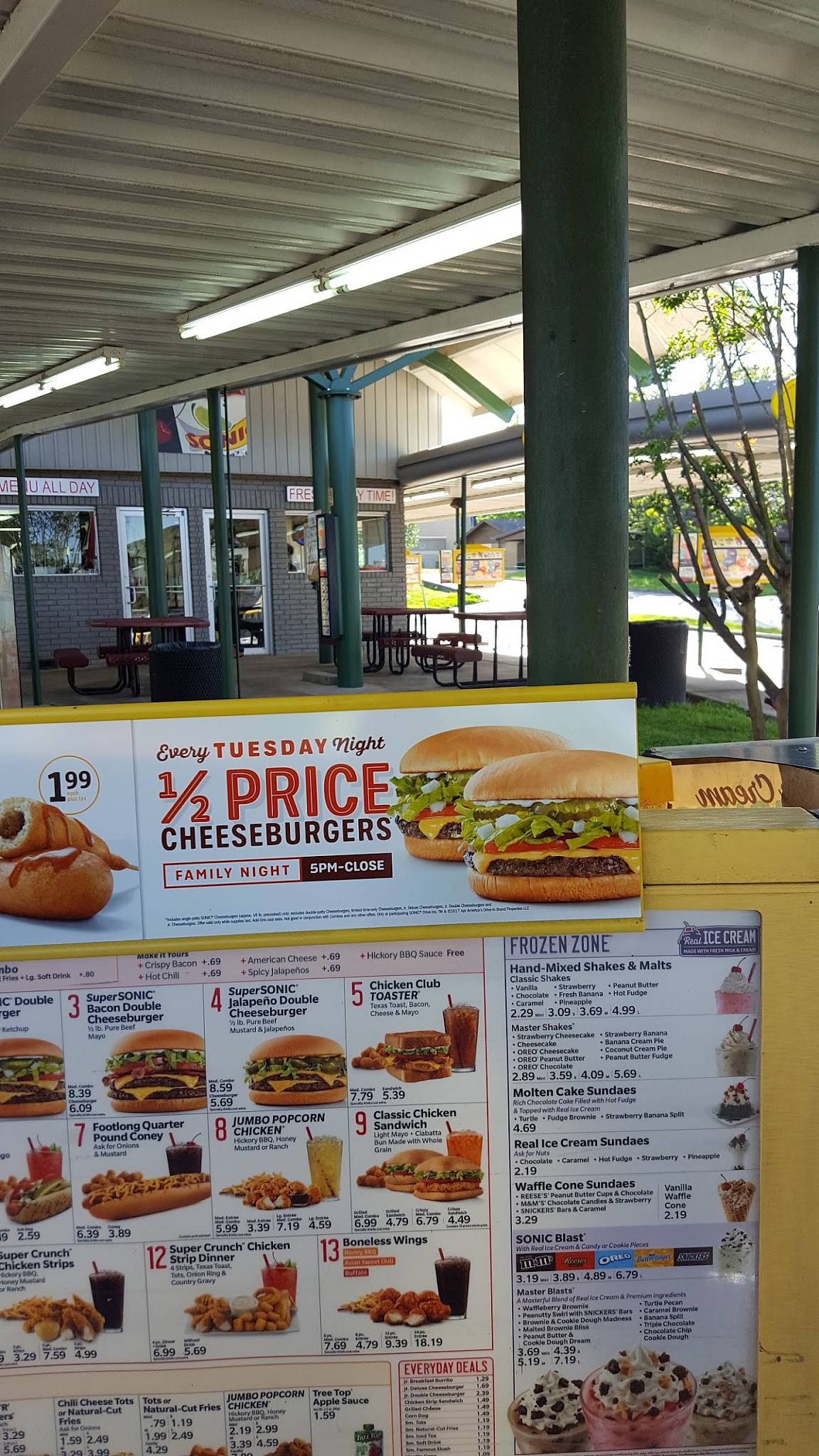 Menu at Sonic Drive-In fast food, Caldwell, 230 TX-36
