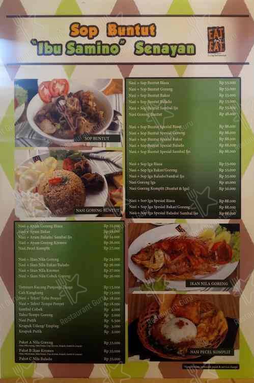 Carta de cafetería Sop Buntut Ibu Samino Senayan, Central Jakarta, Jl ...