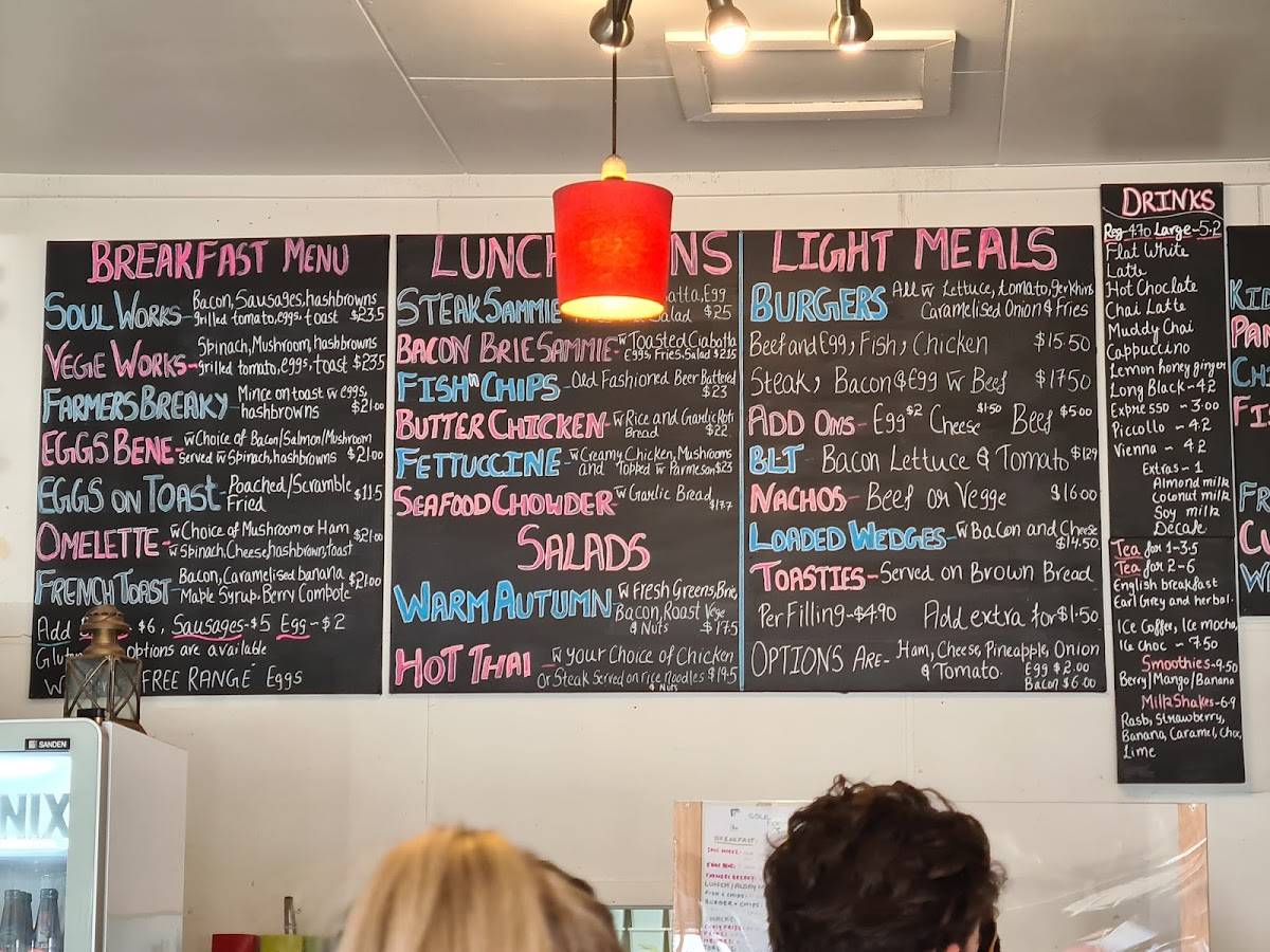 Menu at Soul Cafe, Taihape