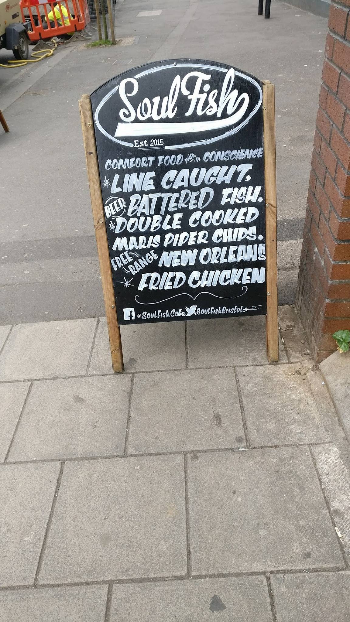 Menu at Soul Fish cafe, Bristol