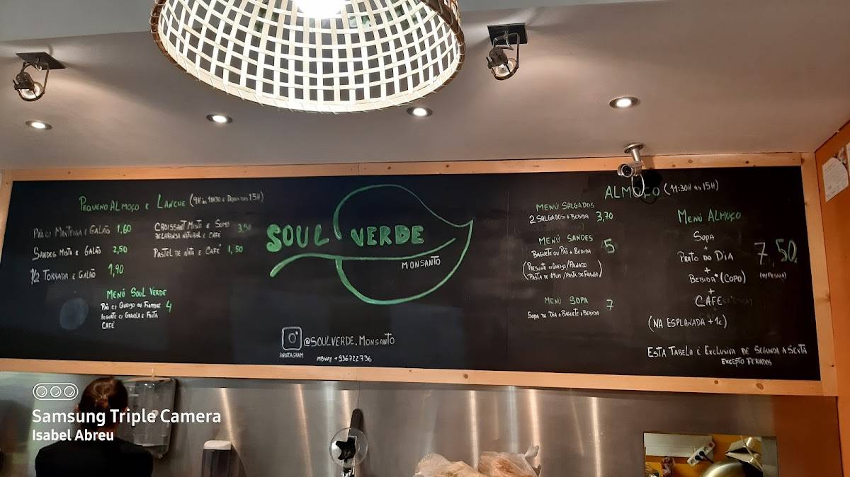 Menu at Soul Verde Monsanto restaurant, Lisbon