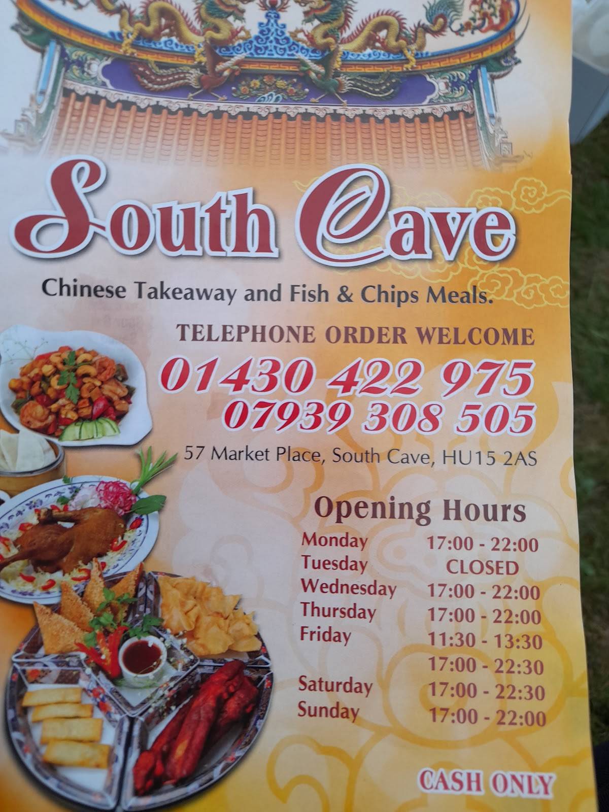 Menu at South Cave Chinese Takeaway fast food, Brough