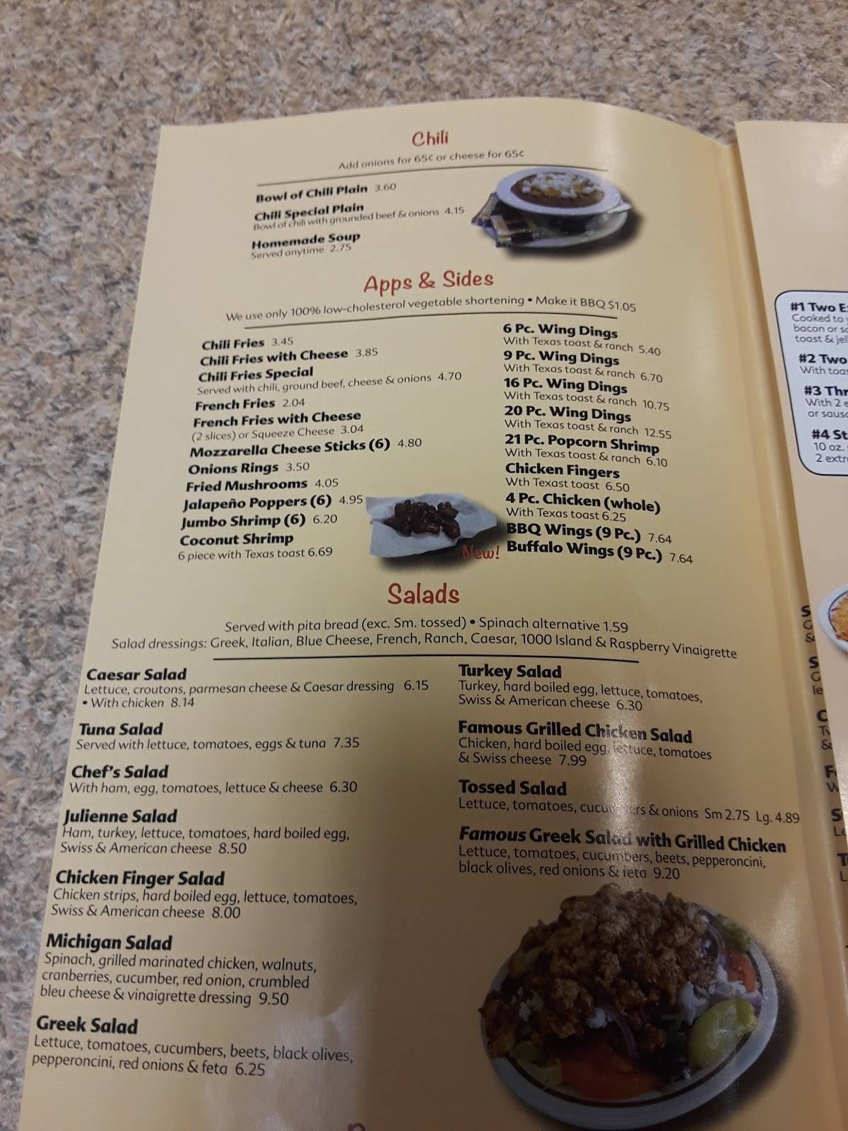 Menu at L George's Coney Island restaurant, Southfield, Northwestern Hwy