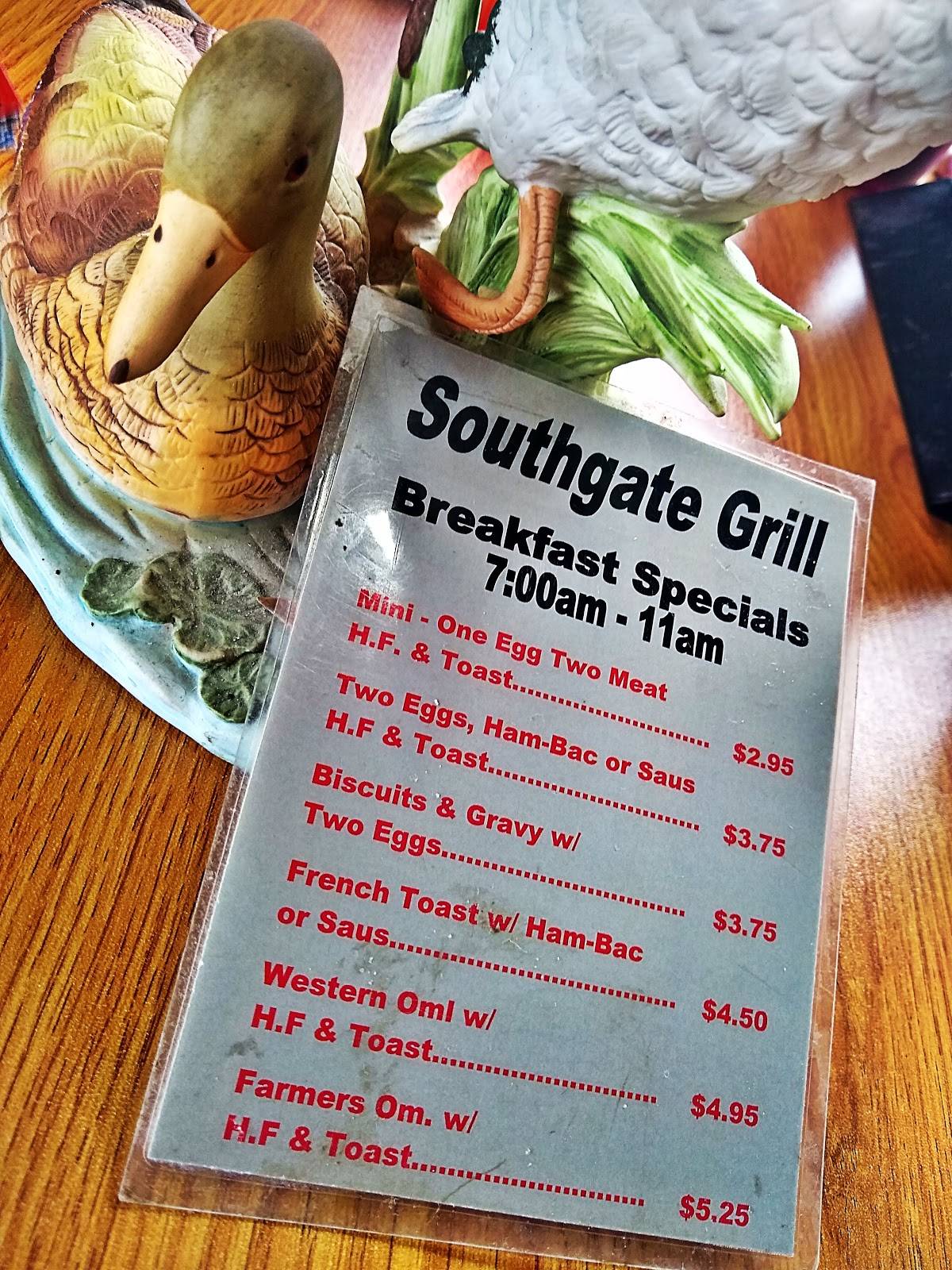 Menu at Southgate Grill restaurant, Southgate