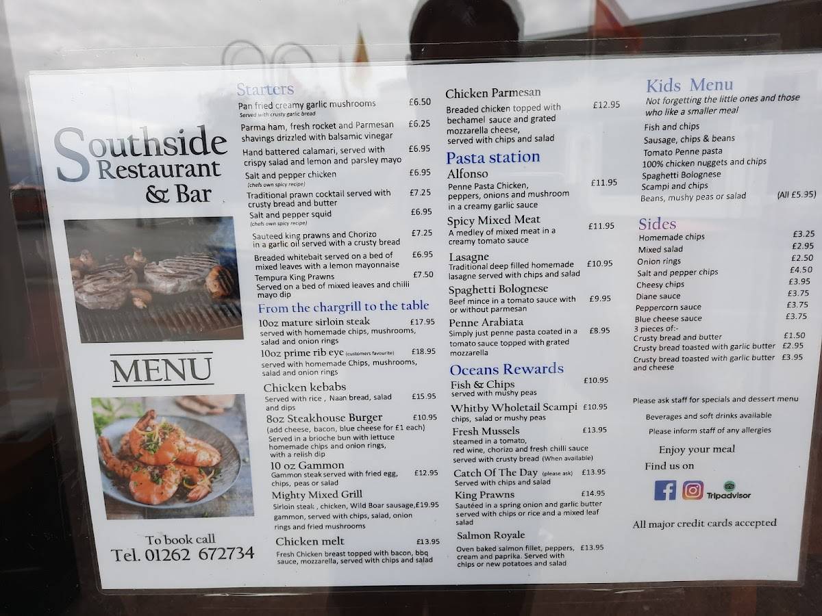 Menu at Southside Takeaway restaurant, Bridlington