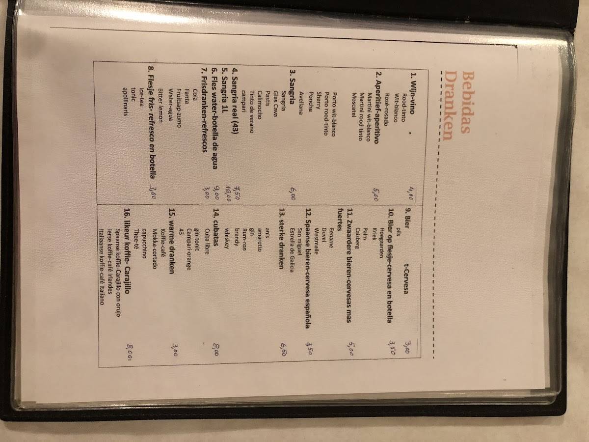 Menu at Spaans Huis - Hogar Español restaurant, Ghent