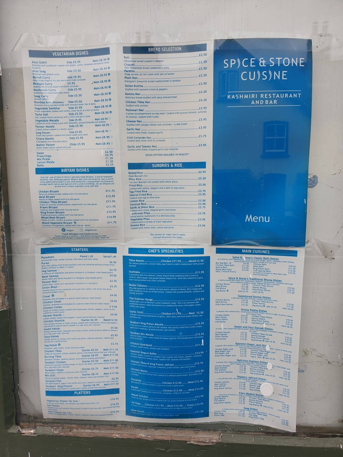 Menu at Spice & Stone restaurant, Broadclyst