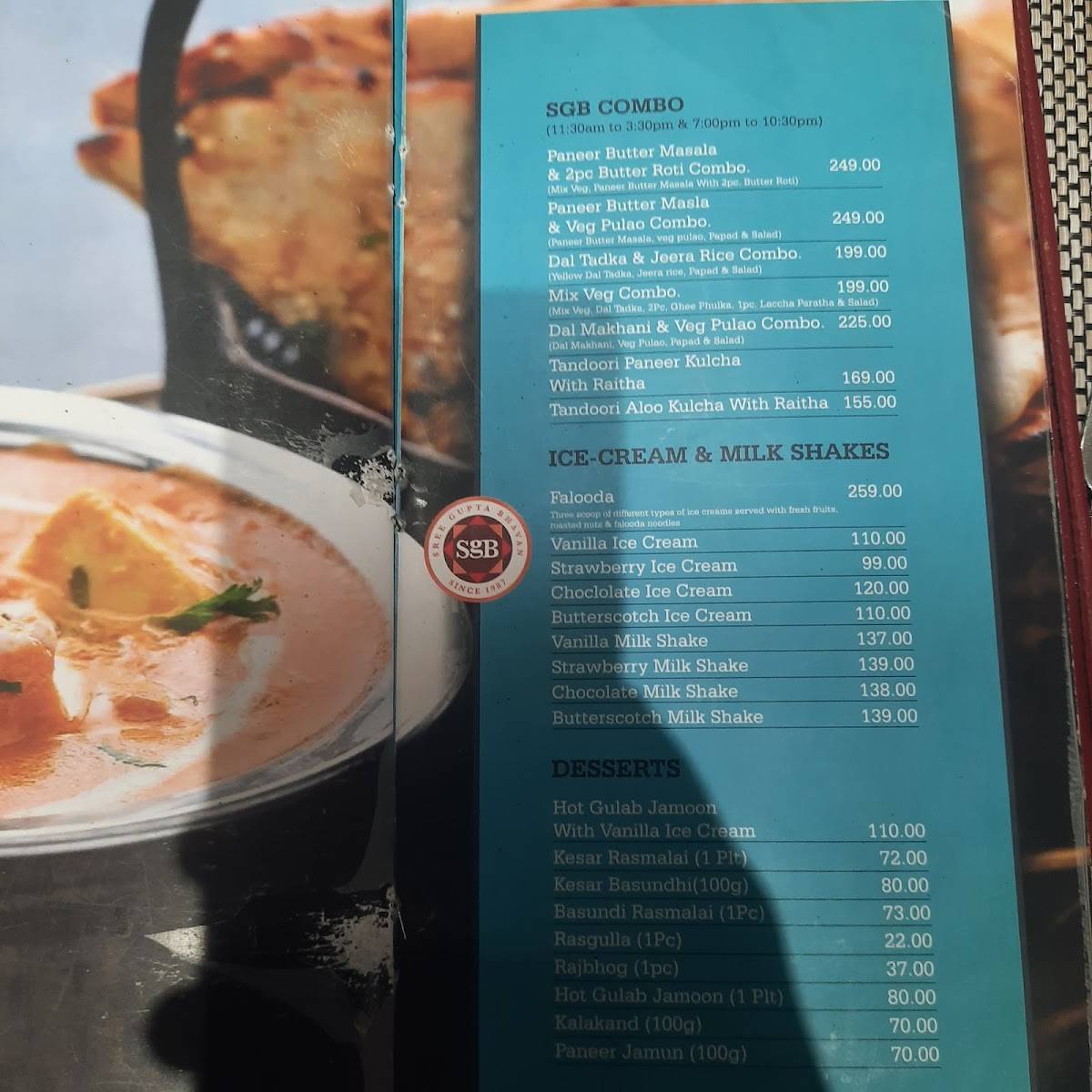 Menu at Sree Gupta Bhavan - SgB, Chennai, 111