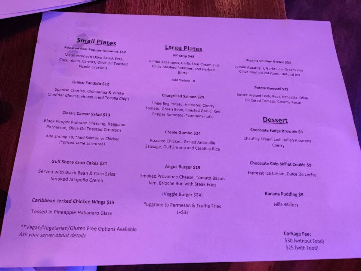 Menu at Jazz St. Louis club, St. Louis, Washington Ave