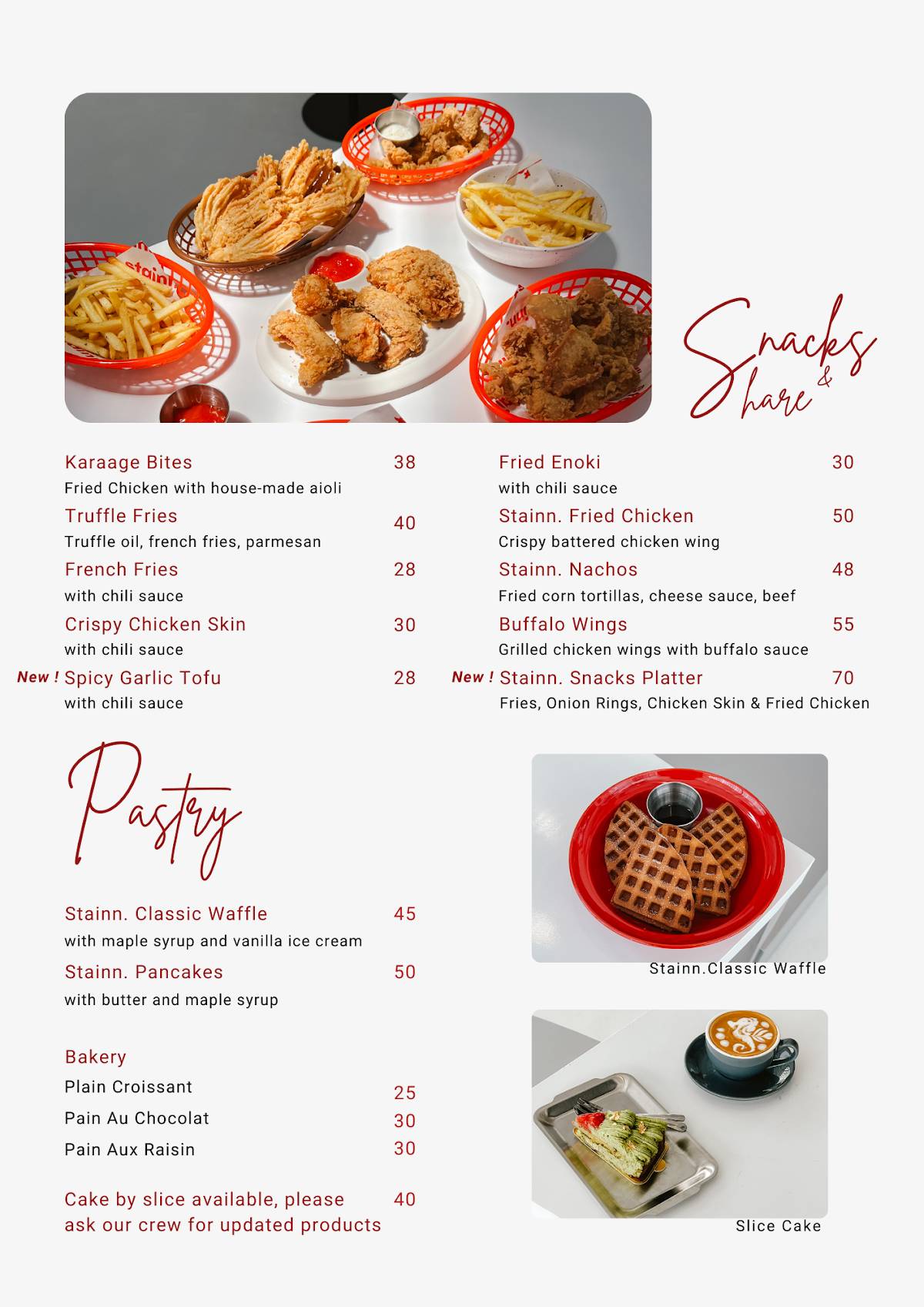 Menu at Stainn Cafe, Batam