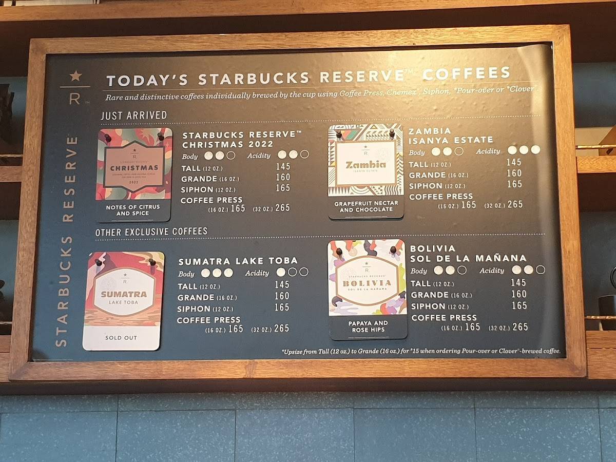 Menu at Starbucks Reserve cafe, Pasay, S Maison