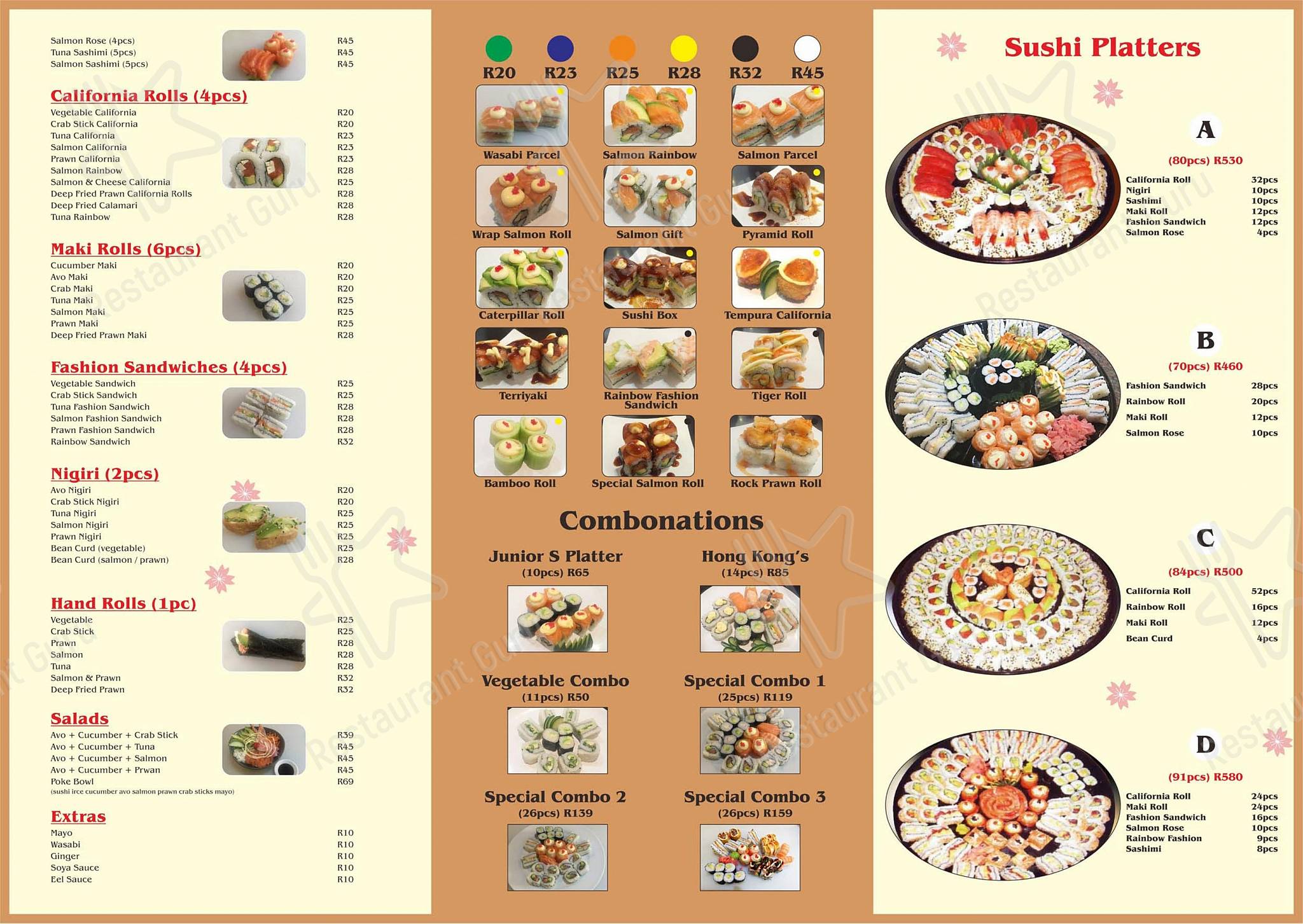 Menu at Starpark Sushi Restaurant, Worcester