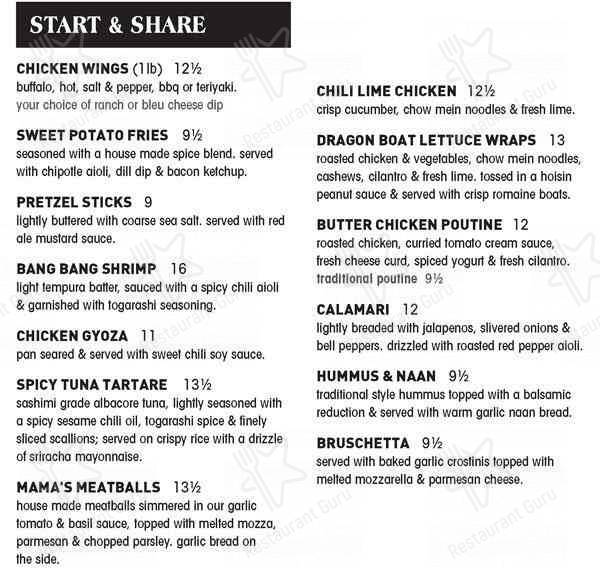 Menu at State & Main Kitchen & Bar, Calgary, 601 8 Ave SW