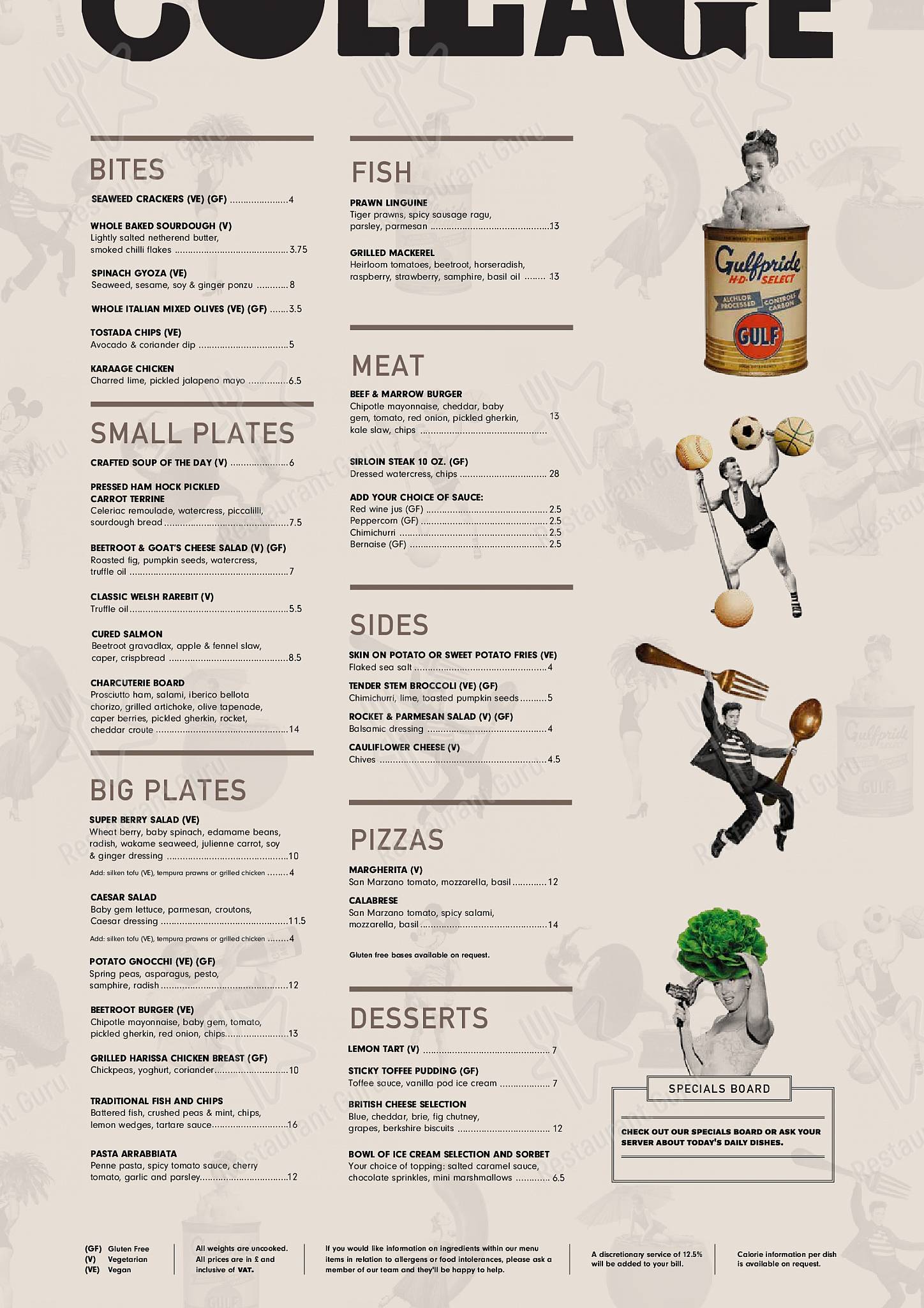 Menu at Station 169 restaurant, England