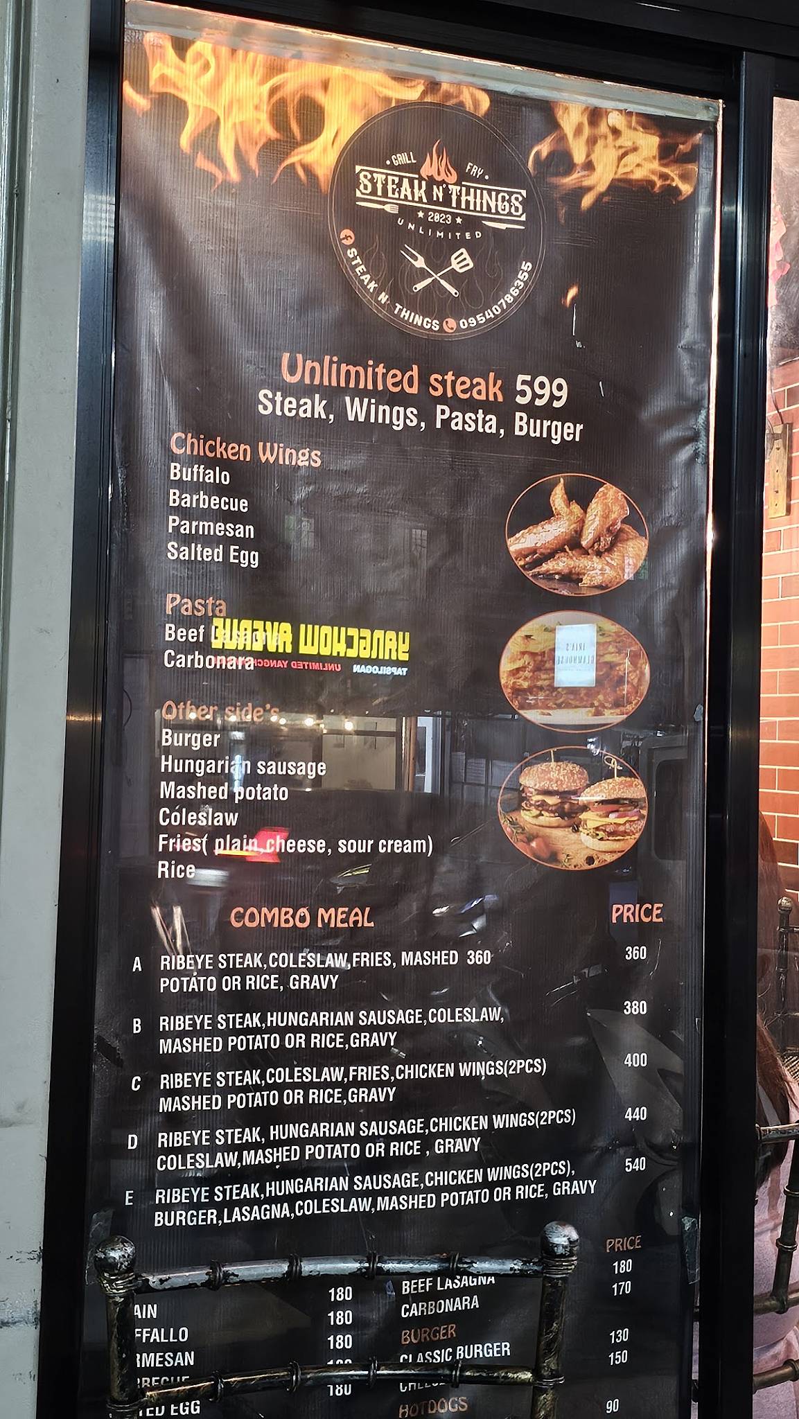 Menu at Steak N Things restaurant, Angeles