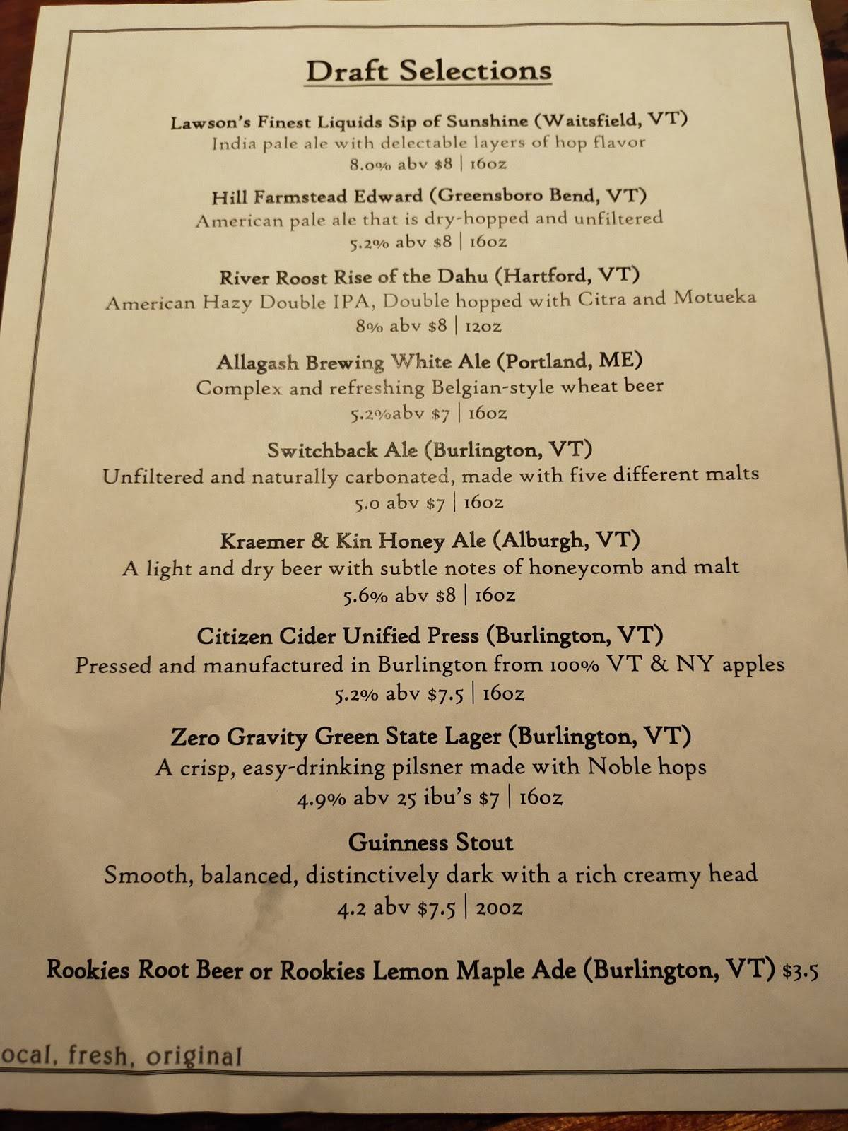 Menu at Windjammer Restaurant & Upper Deck Pub, South Burlington