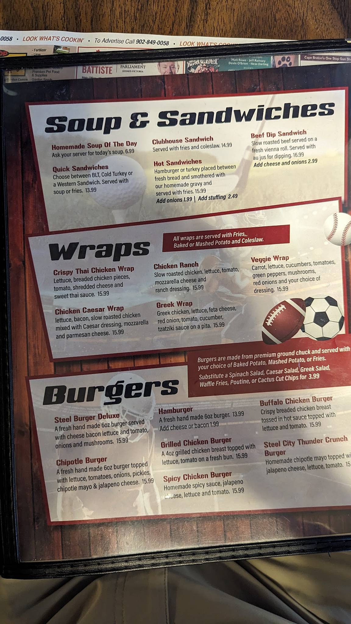 Menu at Steel City Sports Bar & Steakhouse, Sydney