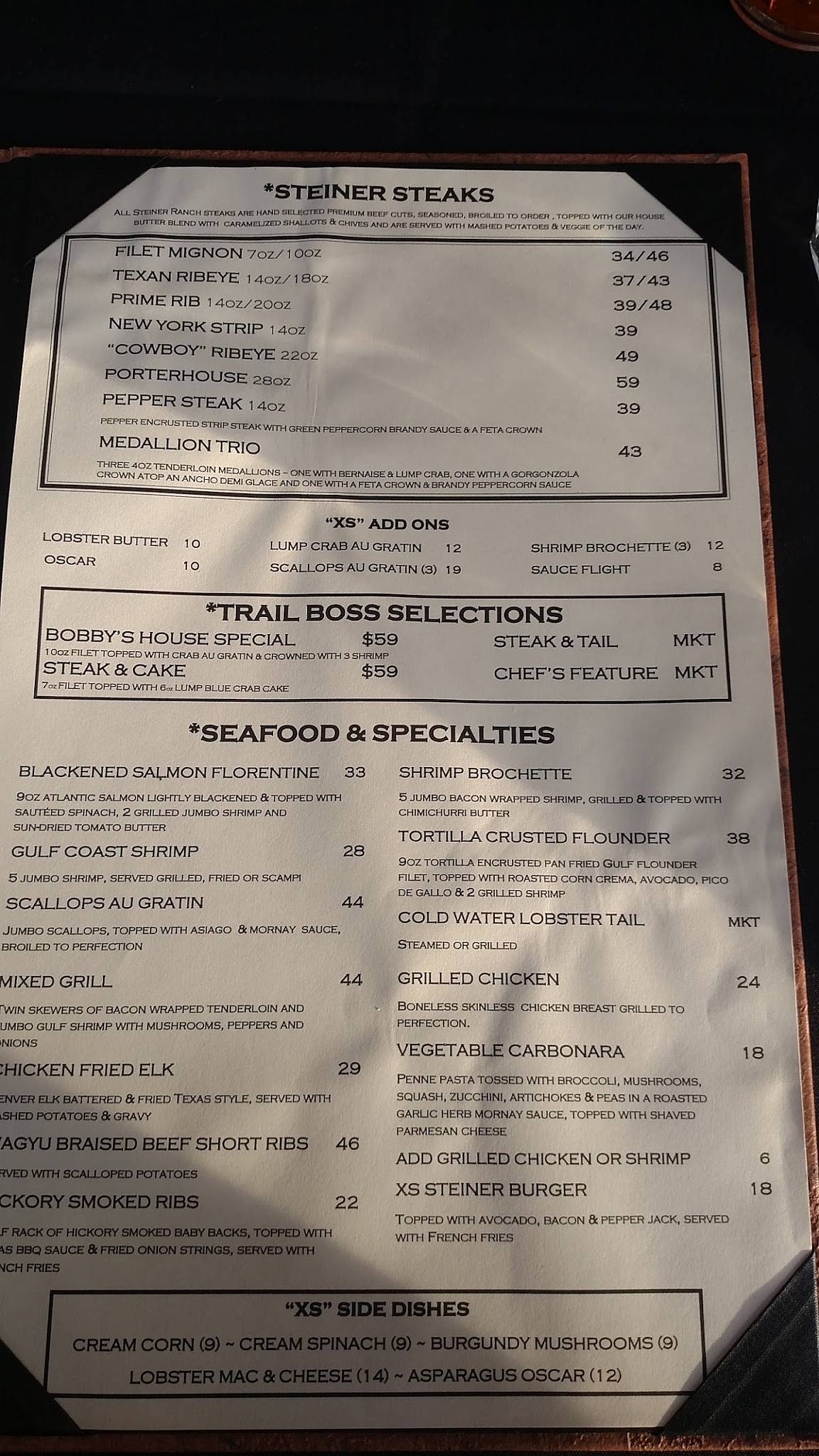 Menu at Steiner Ranch Steakhouse, Austin, Steiner Ranch Blvd