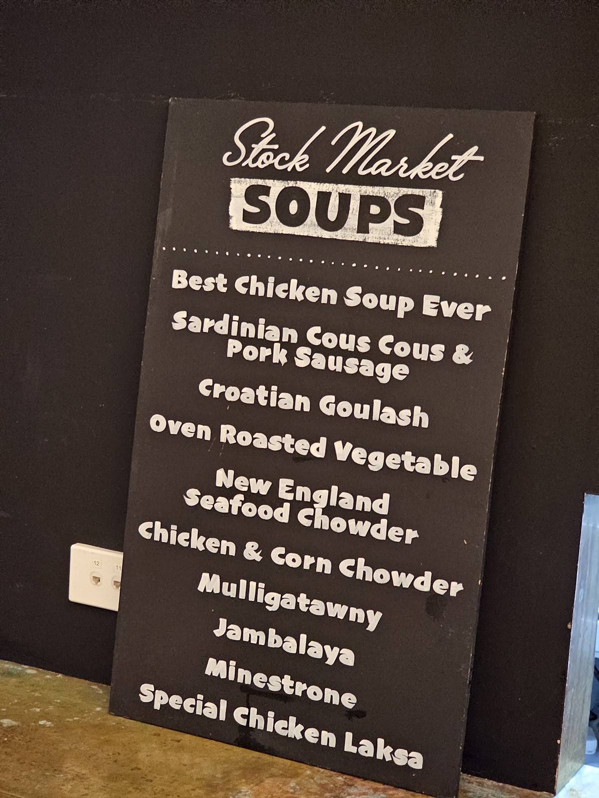 Menu at Stockmarket Kitchen restaurant, Sydney, 7/161 Castlereagh St