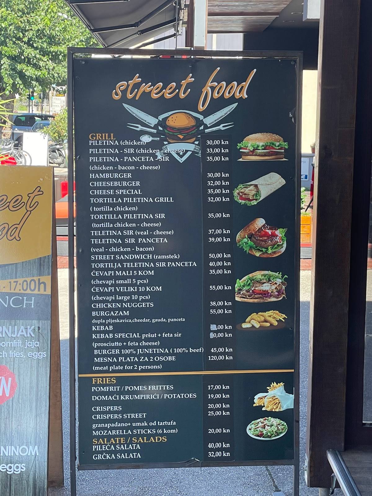 Menu da Street Food ristorante, Zaravecchia