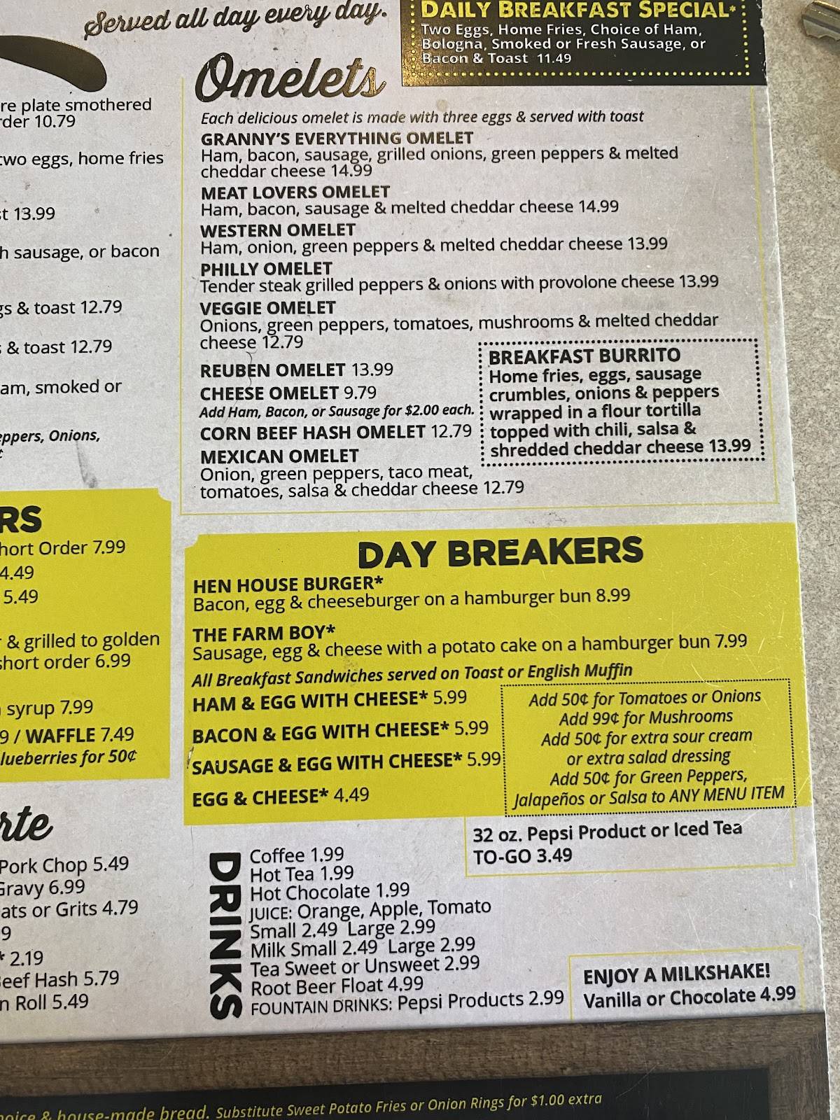 Menu at Studebaker's Country Restaurant on 41, Springfield