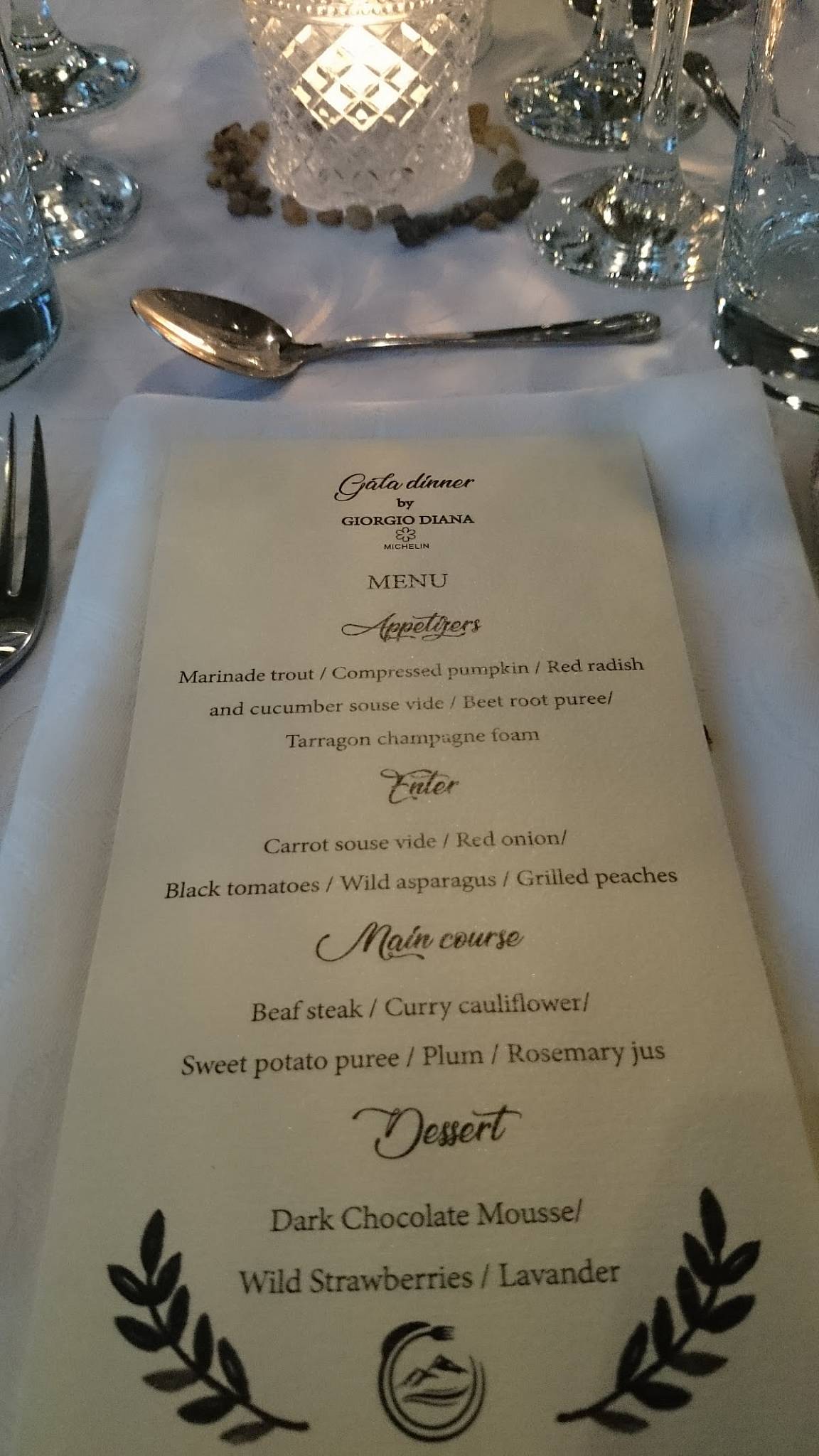 Menu at Su rooftop restaurant, Ohrid