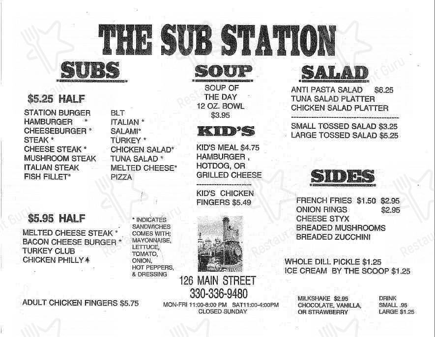 Menu at The Sub Station pizzeria, Wadsworth, 116 High St
