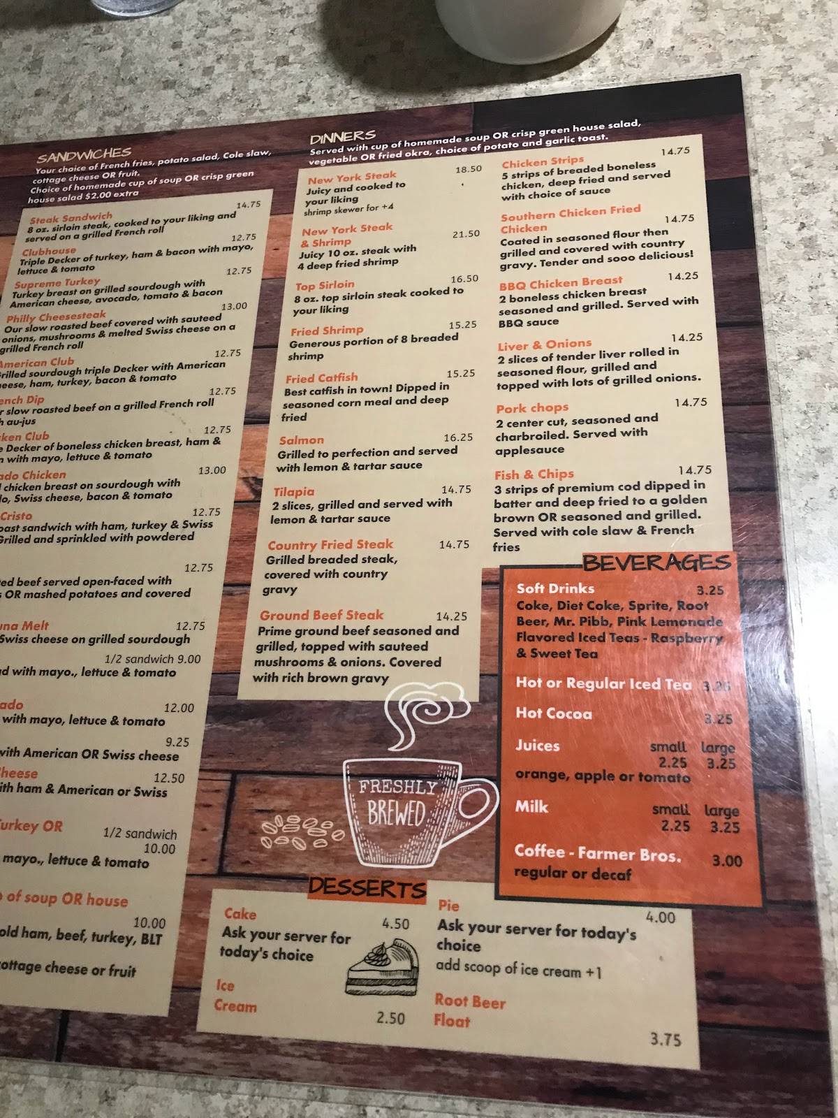 Menu at Sugar Mill restaurant, Bakersfield