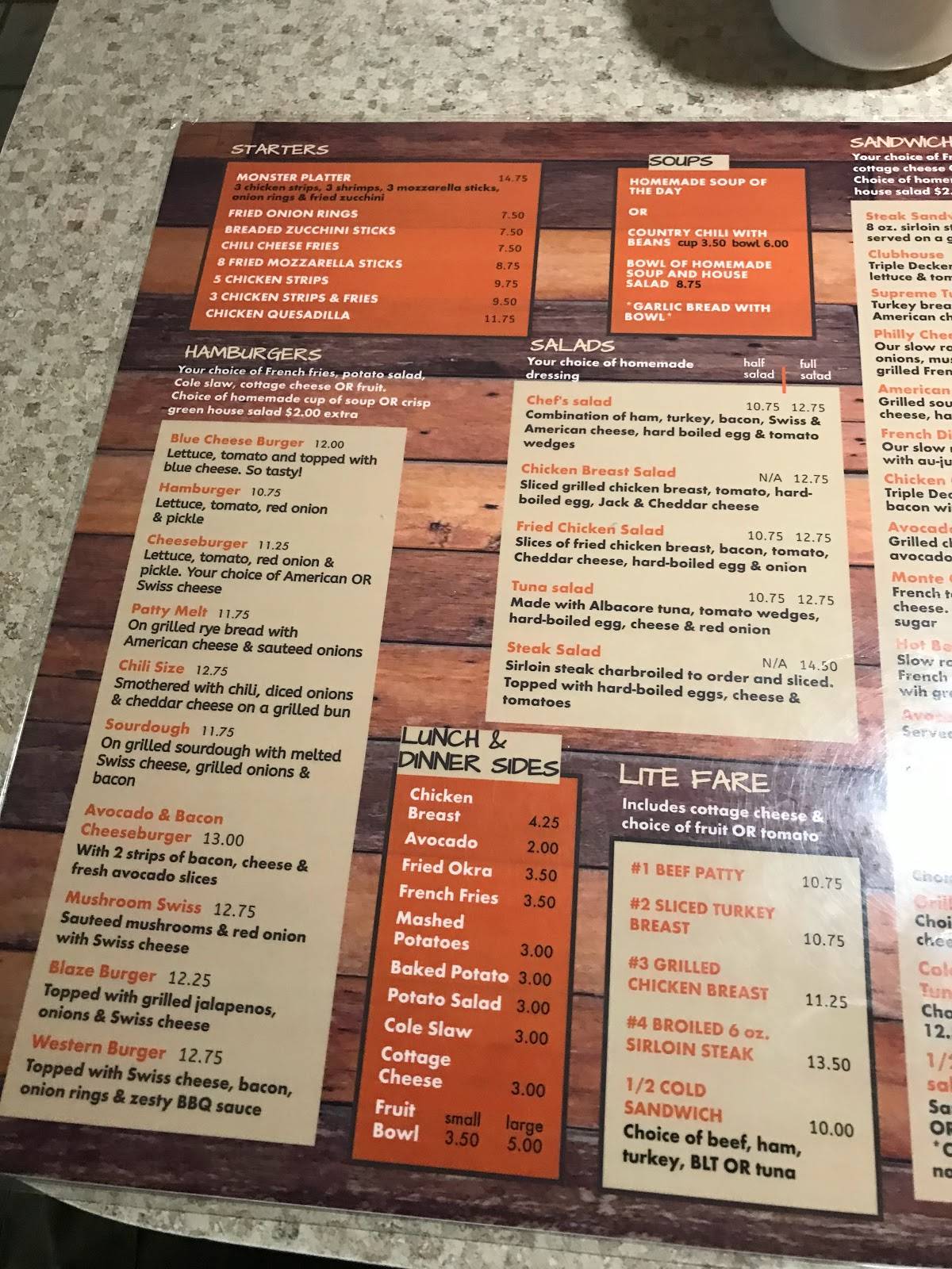 Menu at Sugar Mill restaurant, Bakersfield