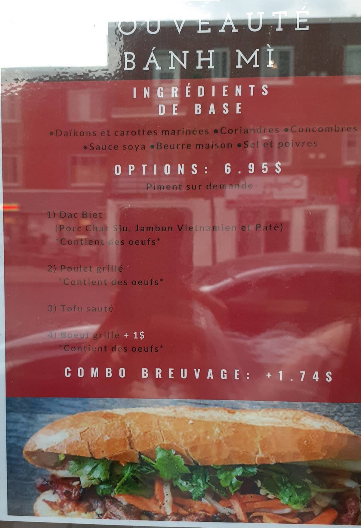 Carta del restaurante Pho Lam Ici, Montréal
