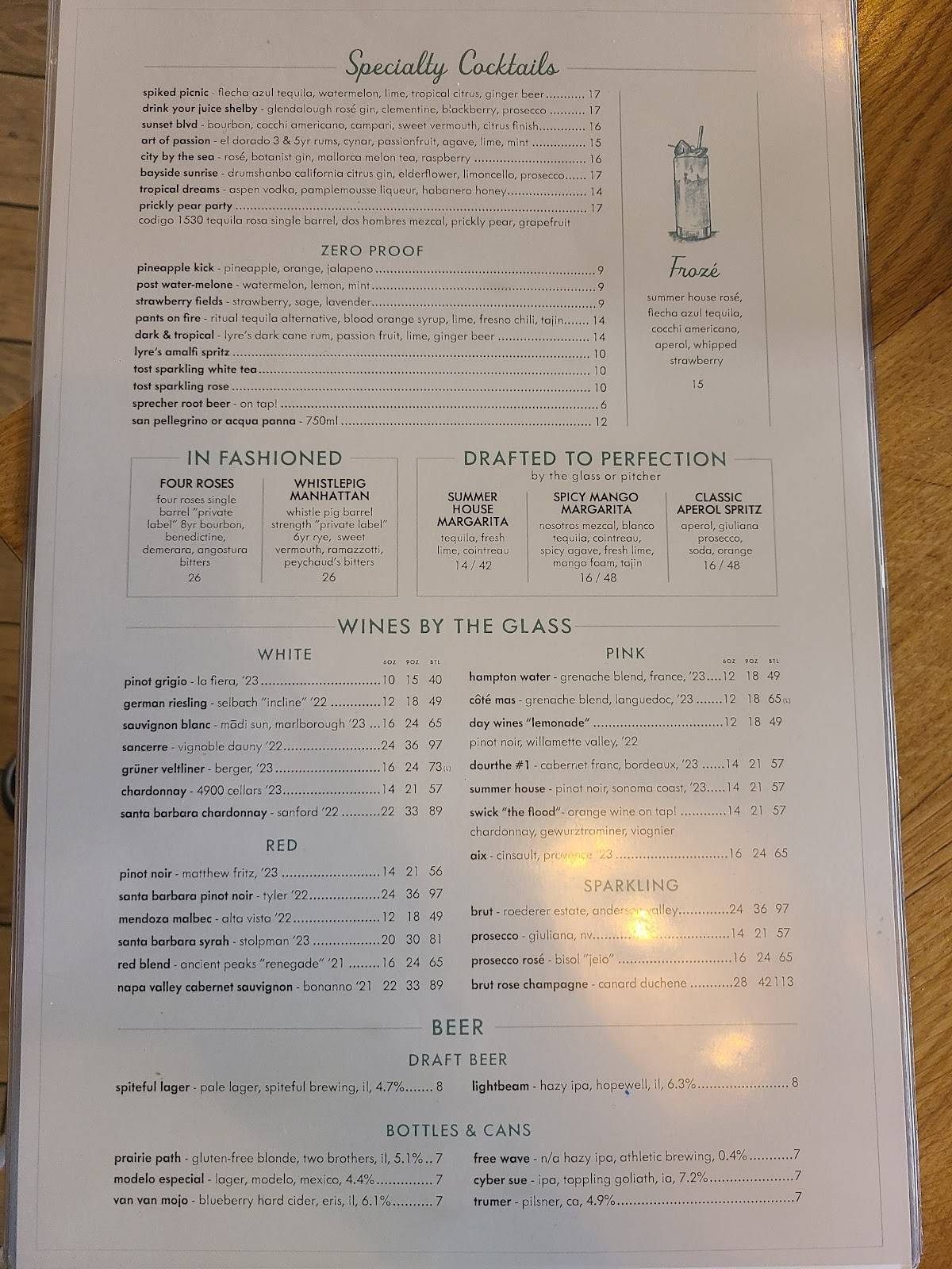 Menu at Summer House Santa Monica restaurant, Chicago, N Halsted St