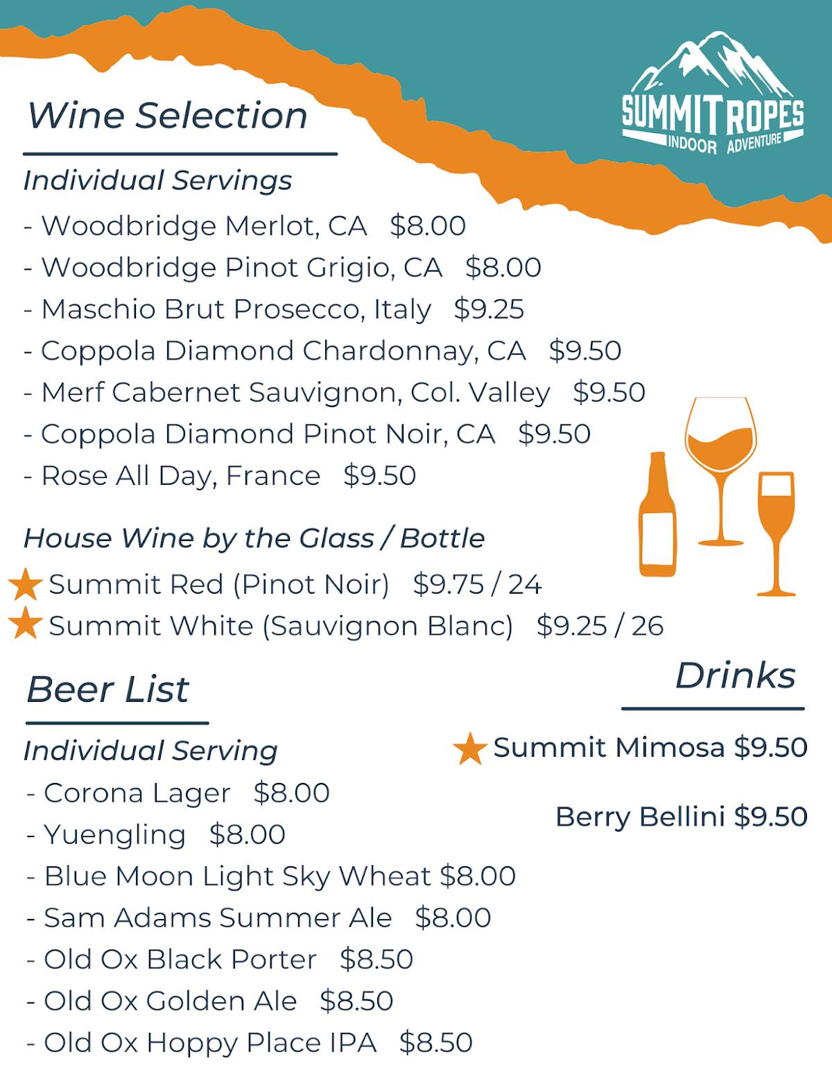 Menu at Summit Cafe, Sterling