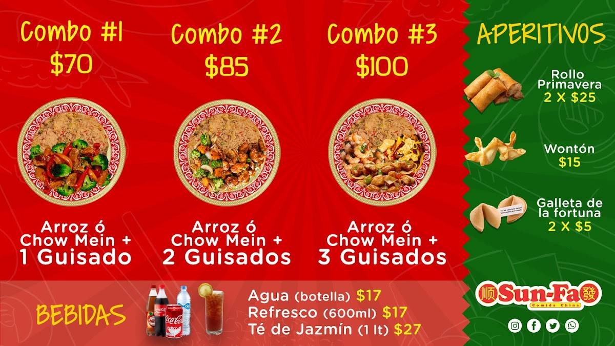 Carta de Sun-Fa Comida China Torres Sur, Ciudad Juarez