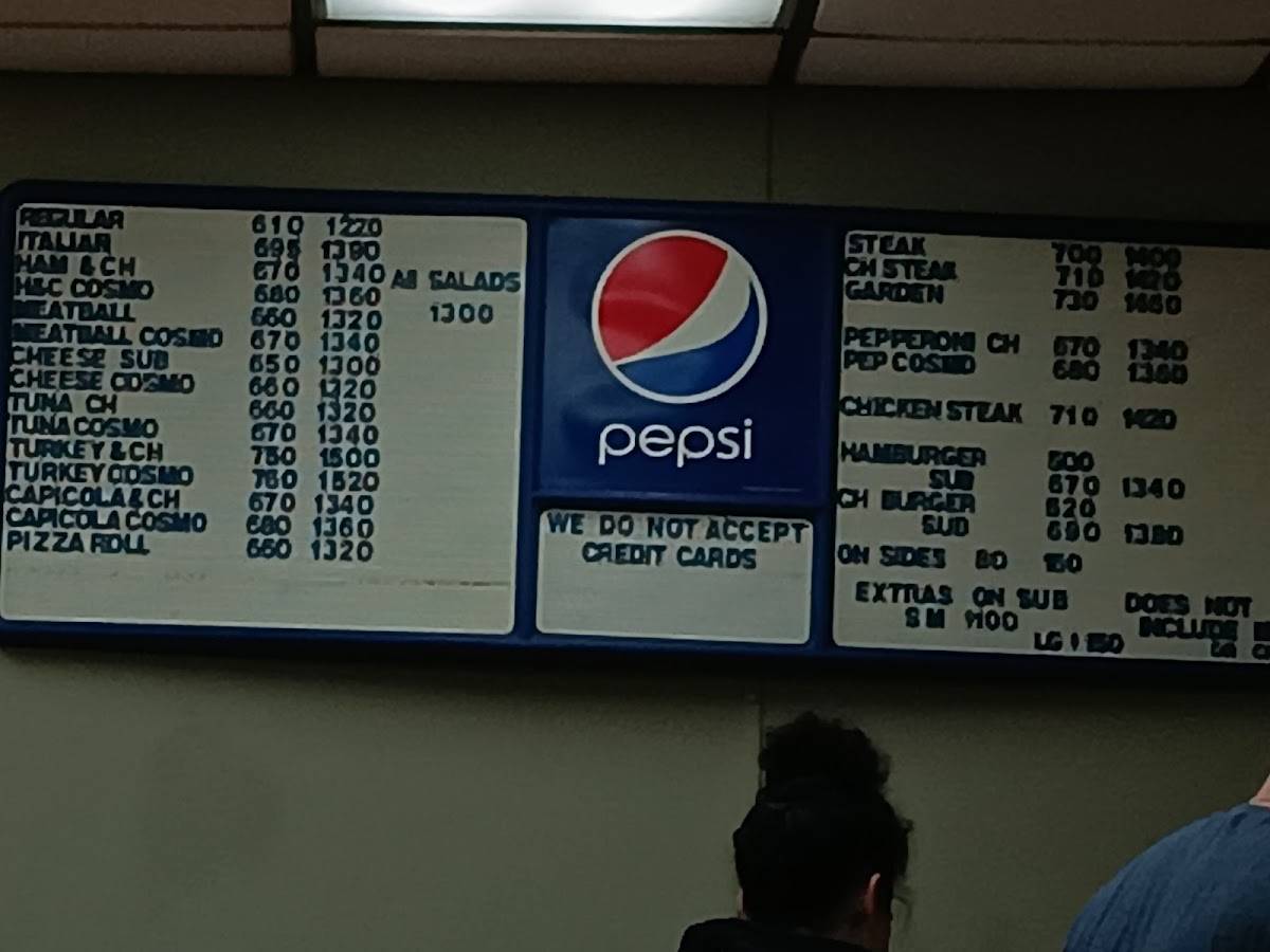 Menu at Sunbury Sub Shop restaurant, Sunbury