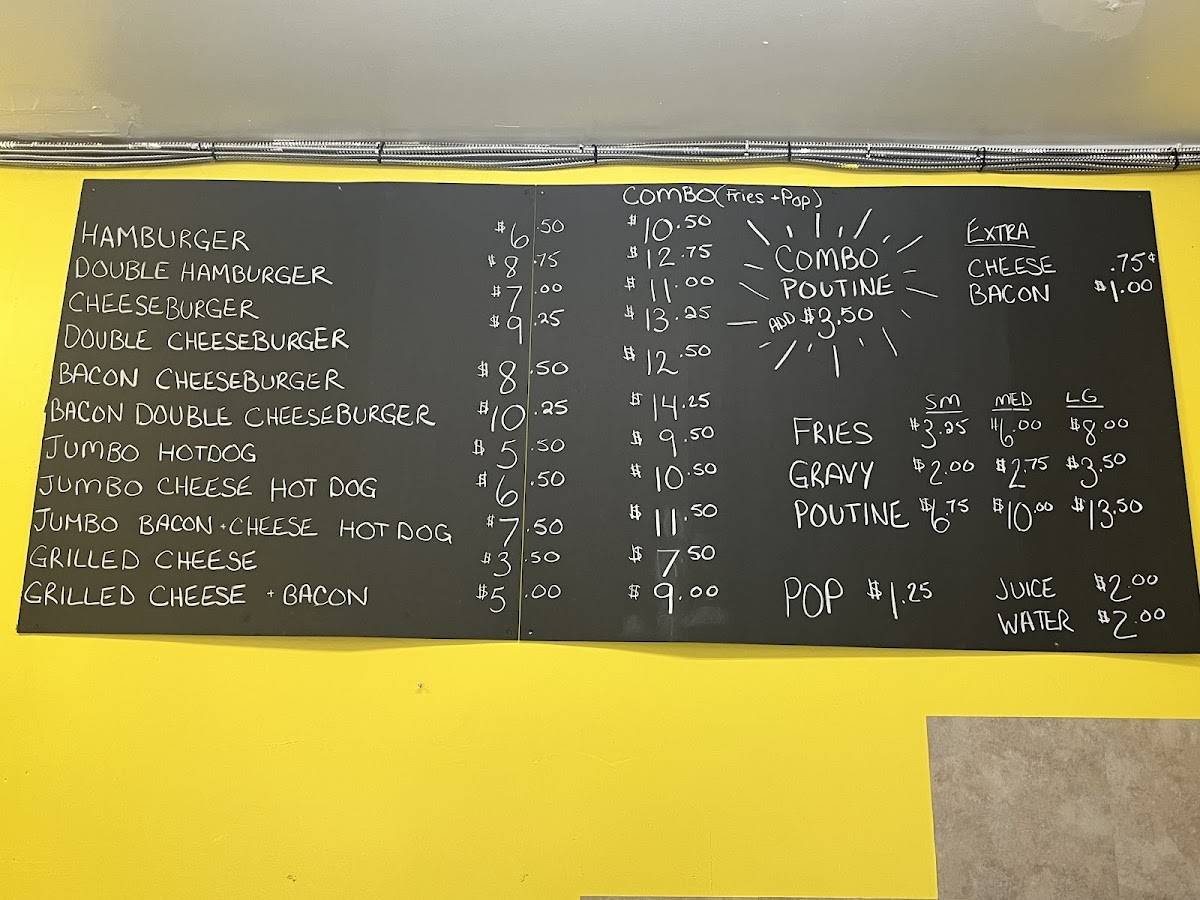 Menu at Sunny Burger restaurant, Sunny Corner