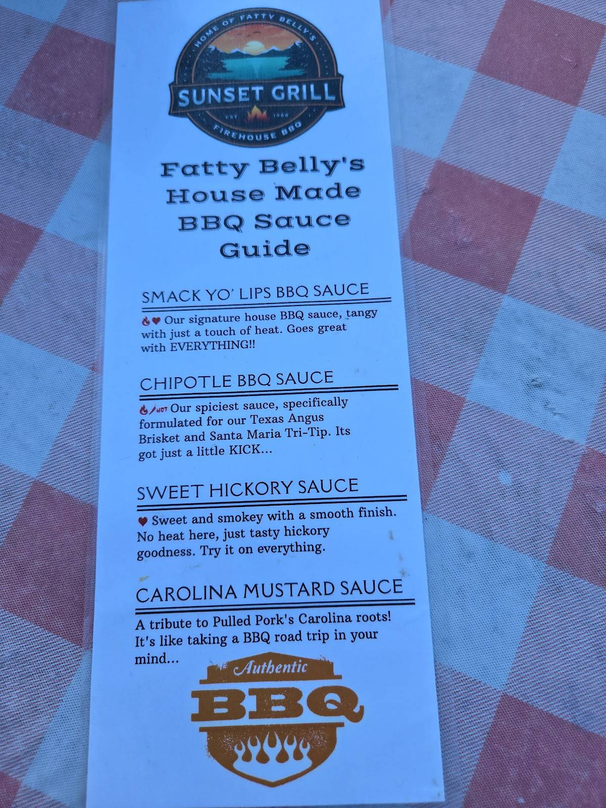 Menu at Sunset Grill BBQ, Campton, US-3