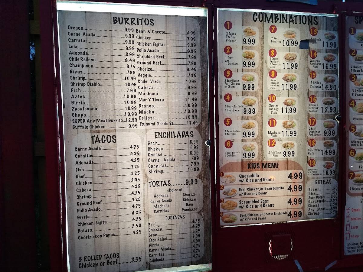 Menu at Super Oscar's Mexican Food restaurant, Newport