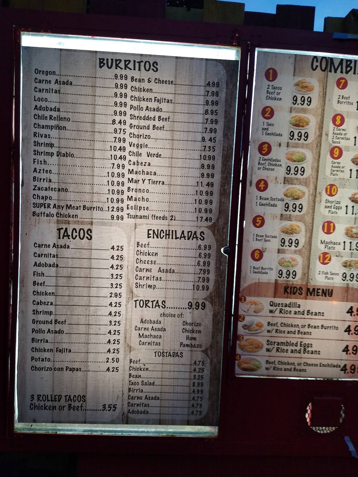 Menu at Super Oscar's Mexican Food restaurant, Newport
