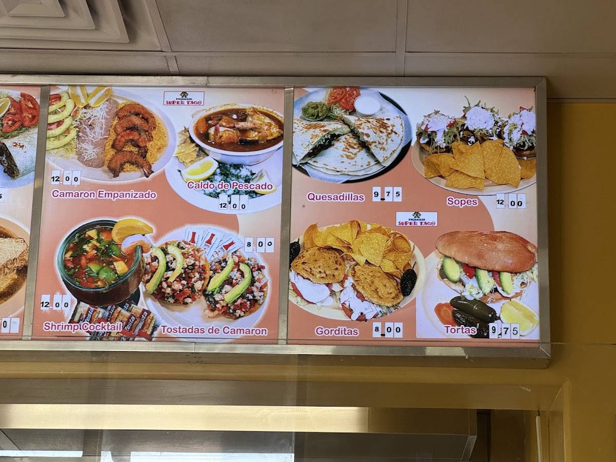 Menu at Super Taco restaurant, Visalia