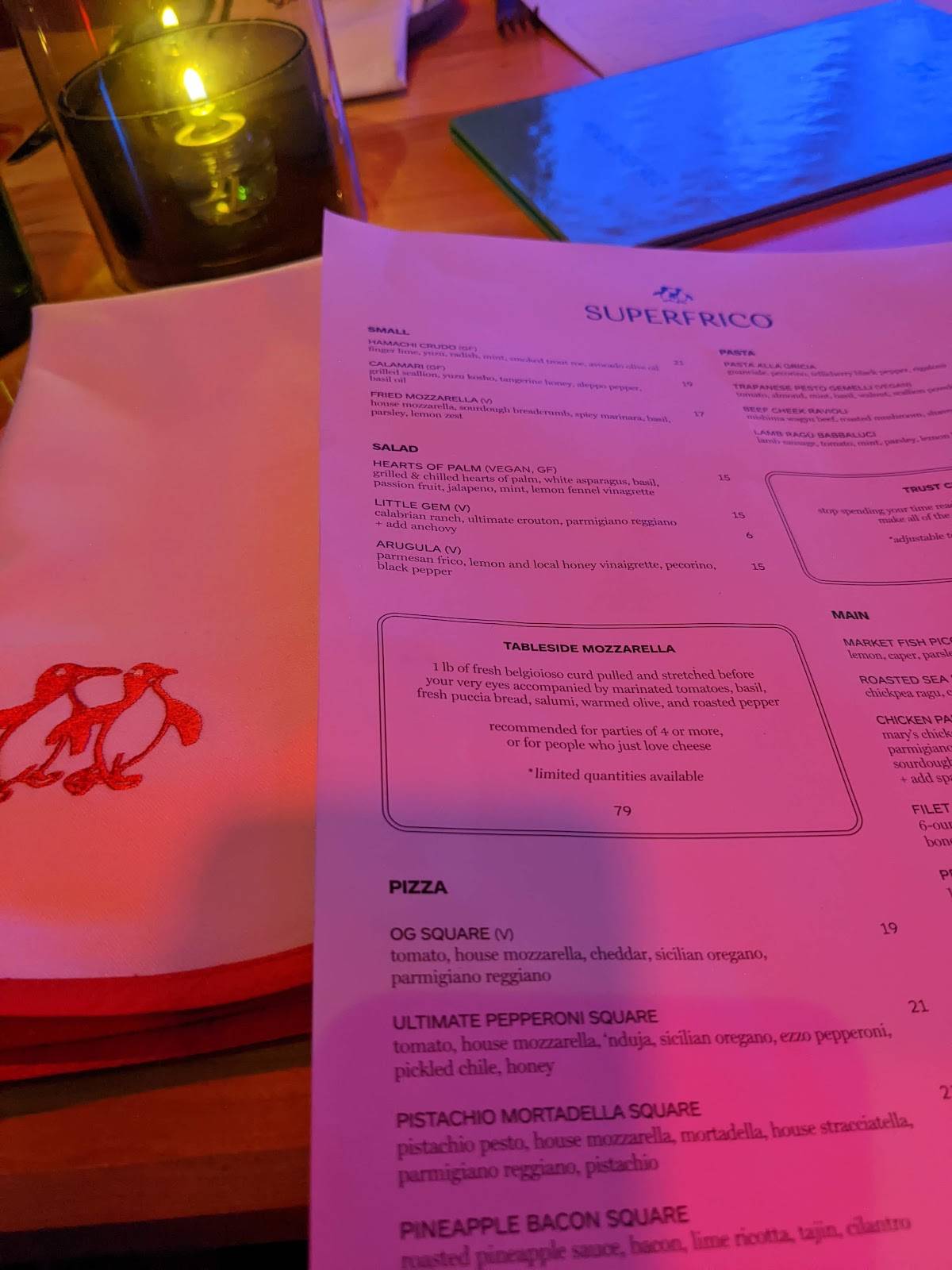 Menu at Superfrico pub & bar, Las Vegas