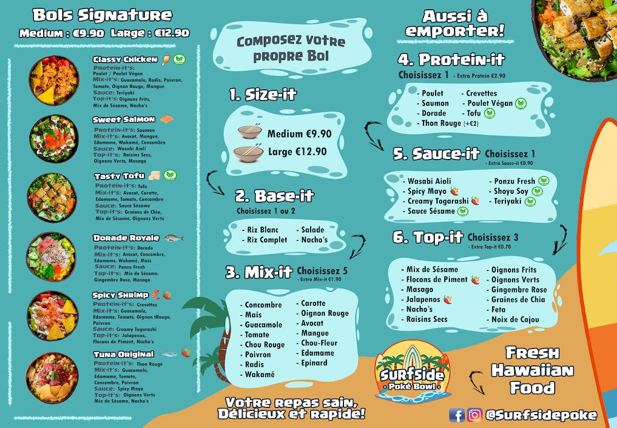 Speisekarte von Surfside Poké - Mons, Mons