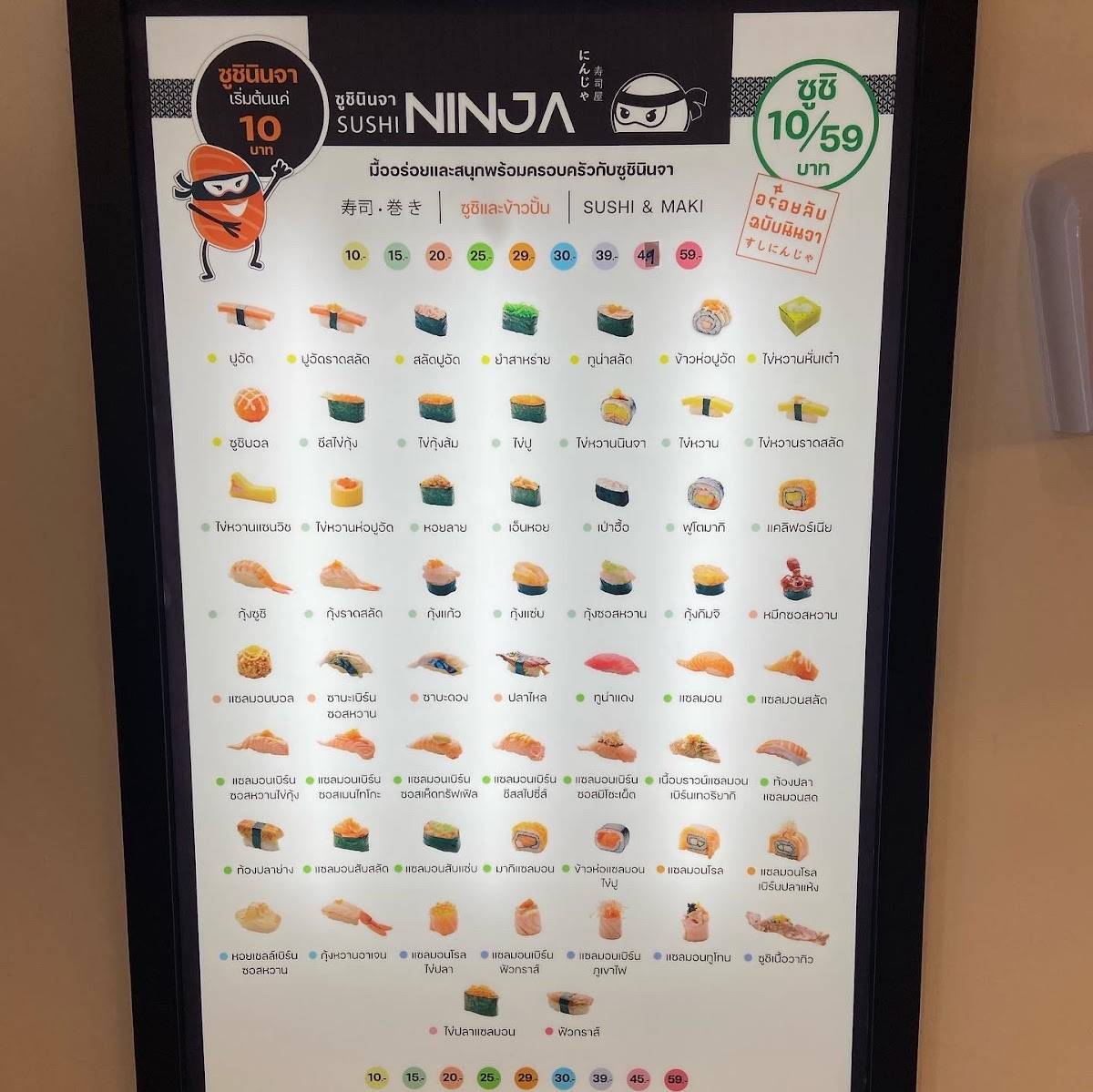 Menu at ซูชินินจา สาขาปั๊ม ปตท.แหลมฉบัง-Sushi Ninja restaurant, Laem ...
