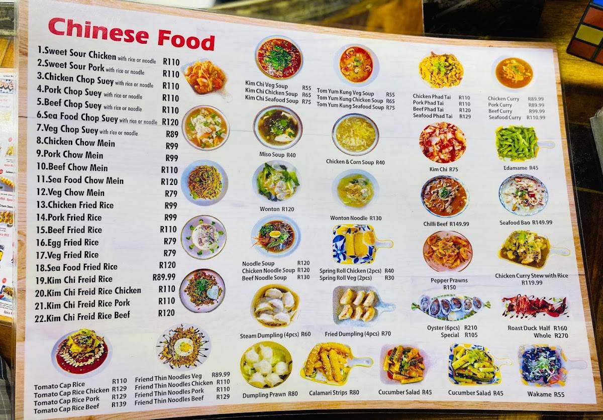 Menu at Sushi Wave Bar, Cape Town