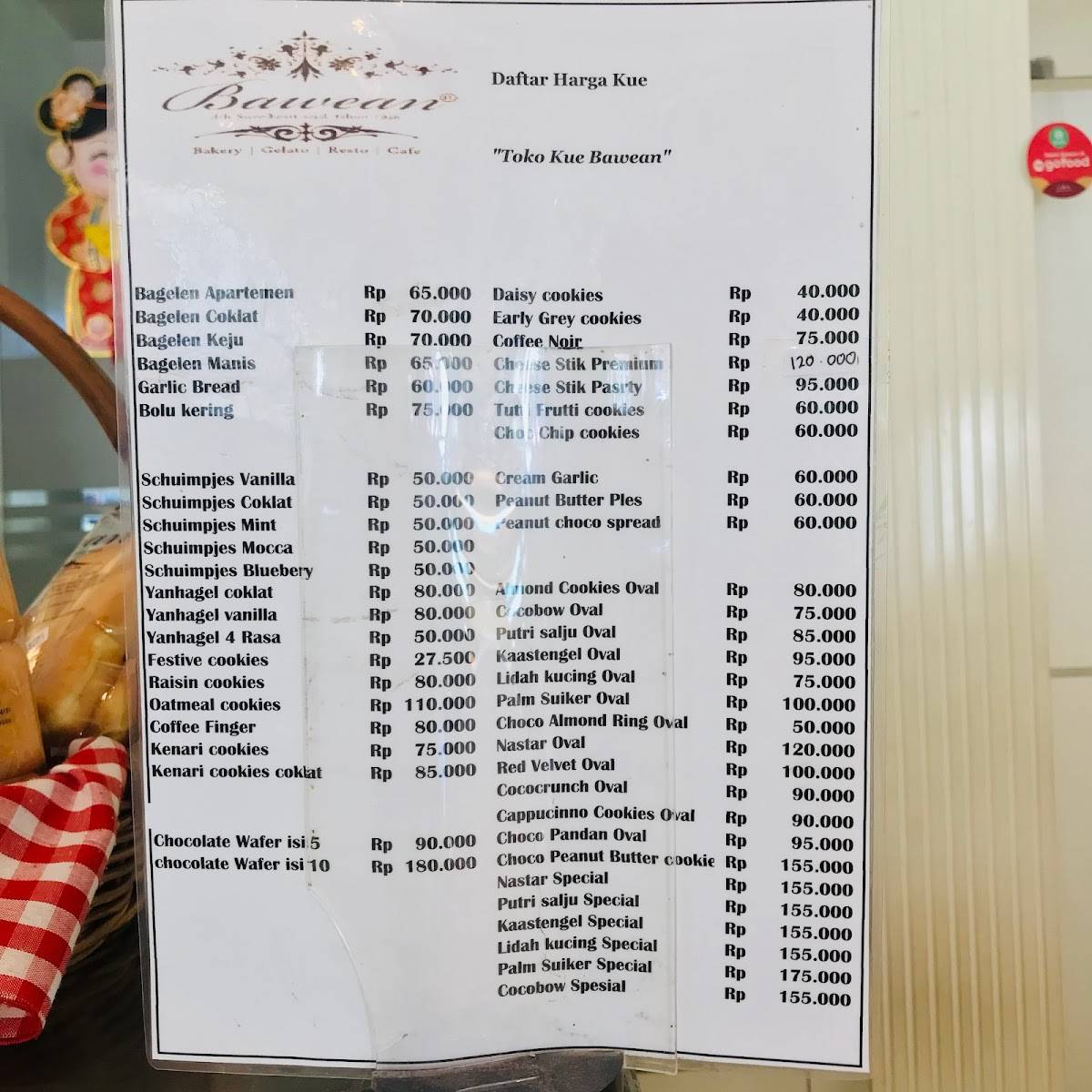 Carta del restaurante Sweet Heart II, Bandung