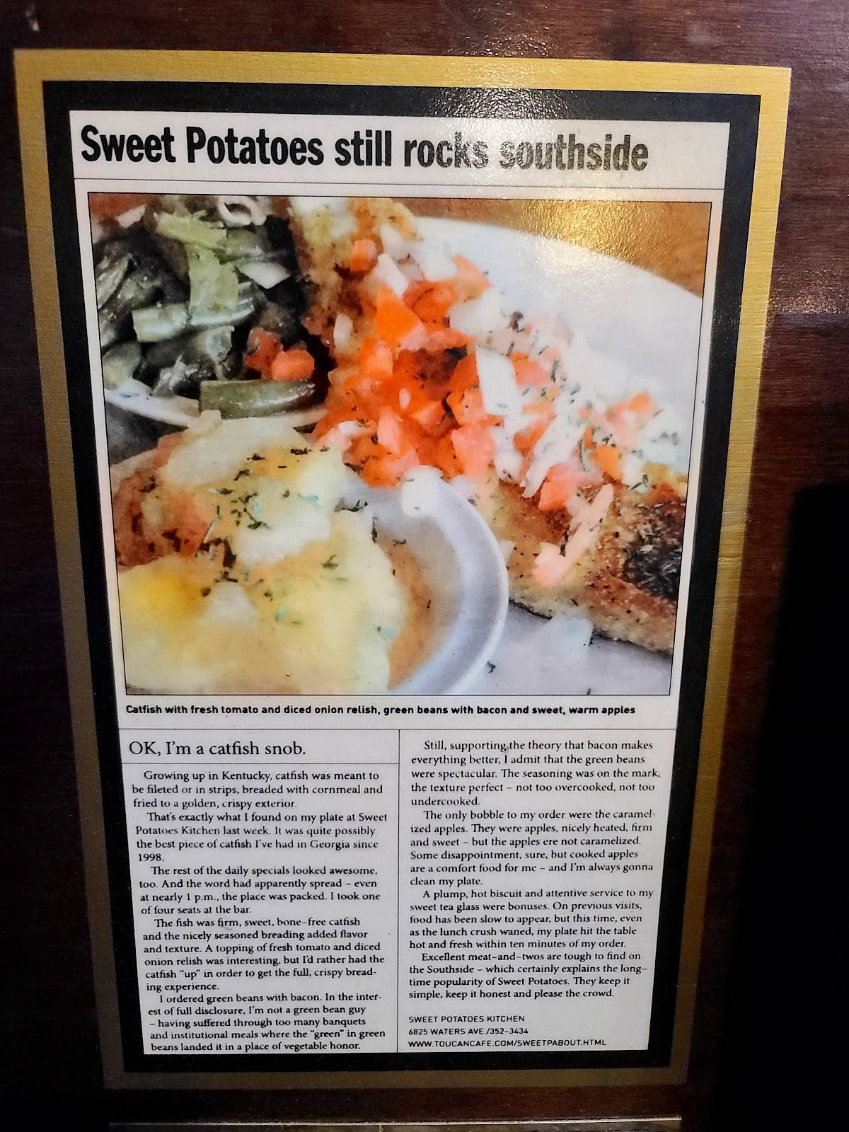 Menu at Sweet Potatoes Kitchen restaurant, Savannah